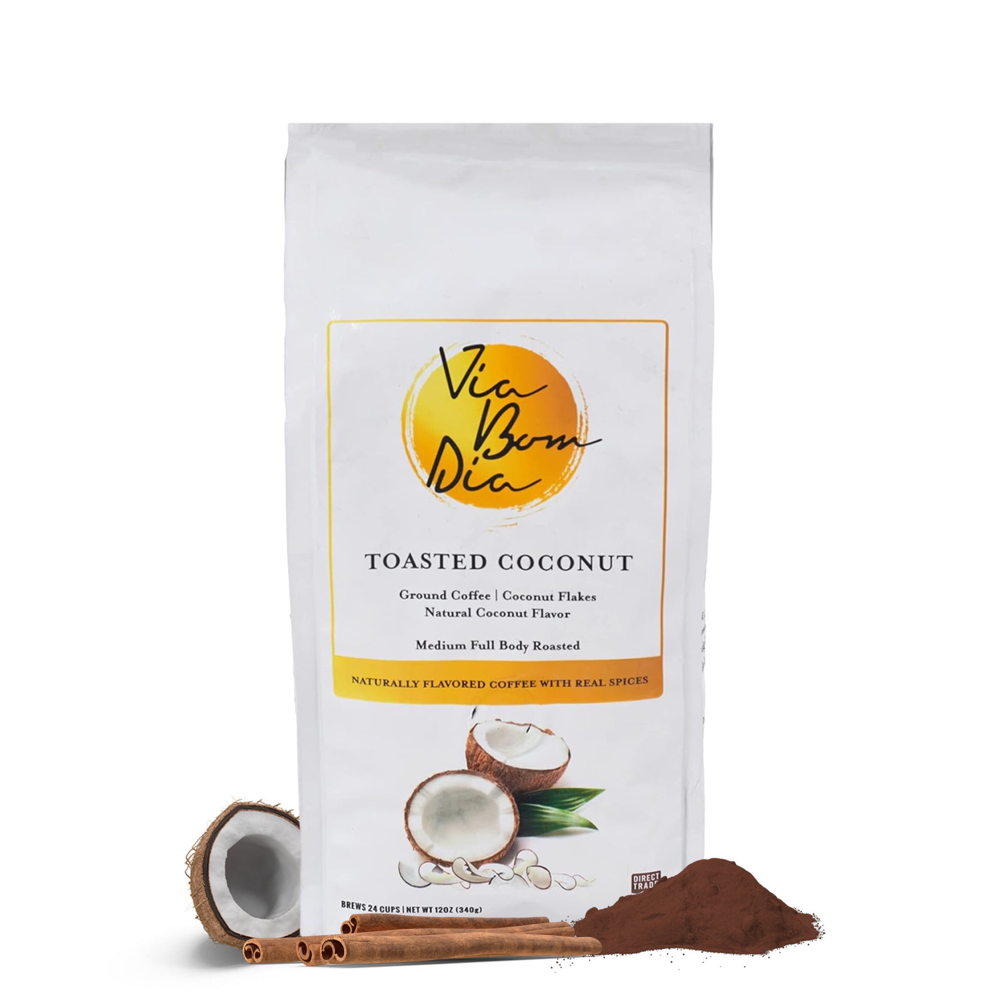 Via Bom Dia 100% Naturally Flavored Ground Coffee, Toasted Coconut ...