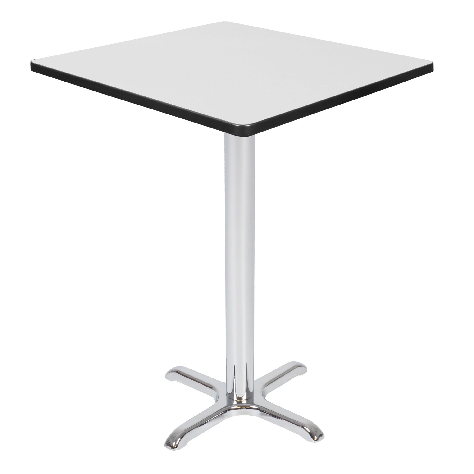 Via Cafe High 30" Square X-Base Table- Ash Grey/Chrome White/Chrome ...