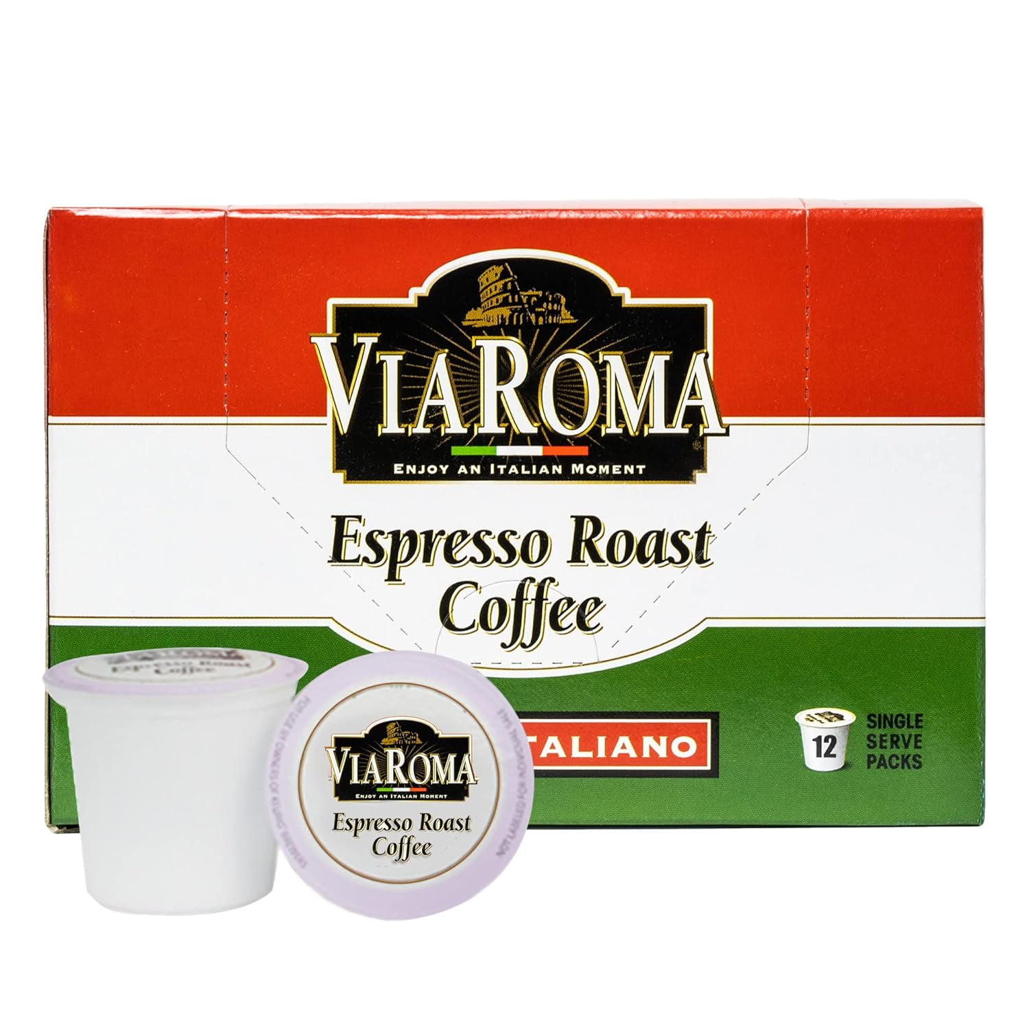 Via Roma Italian Espresso Dark Roast Single Serve Coffee Cups - 12 ...