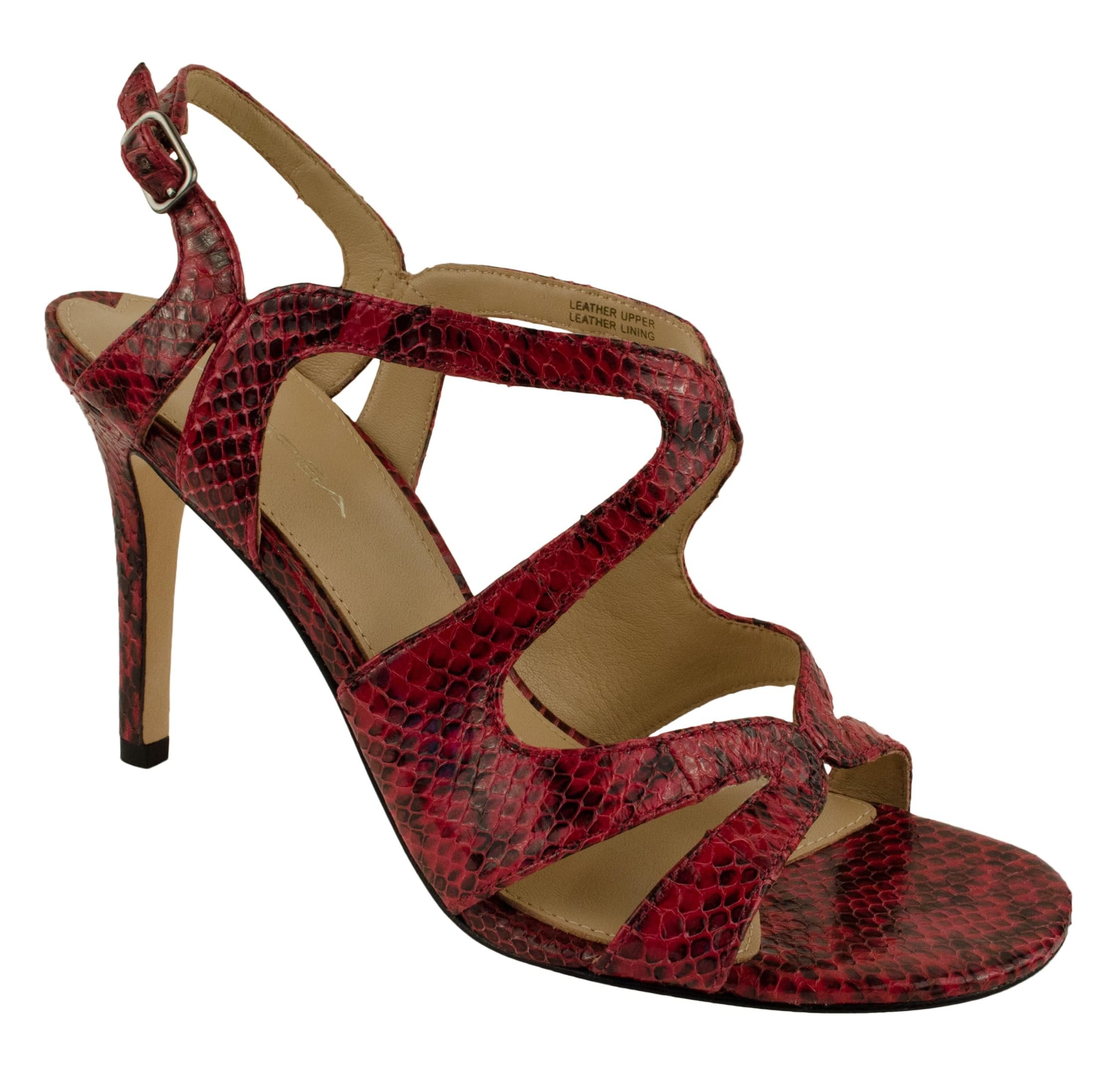 Via Spiga Women's Mystique Heel Strappy Sandals Shoes Deep Red Python 9 ...