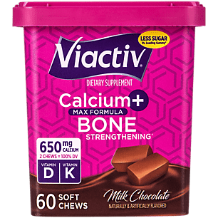 Viactiv Calcium +Vitamin D3 Supplement Soft Chews, Milk Chocolate, 60 ...