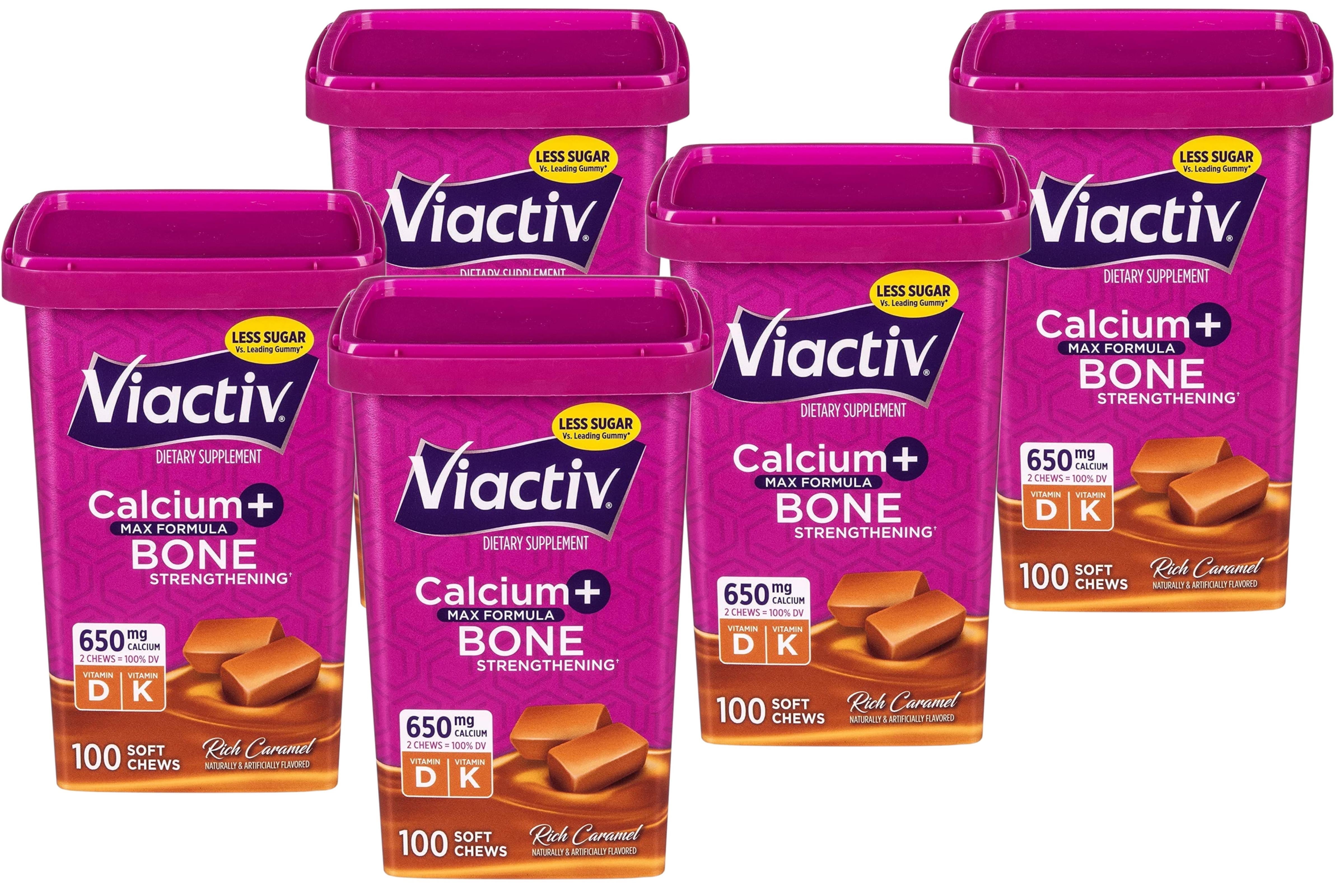 Viactiv, Calcium Plus D, Soft Chews, Caramel - 100 soft chews, Pack of ...