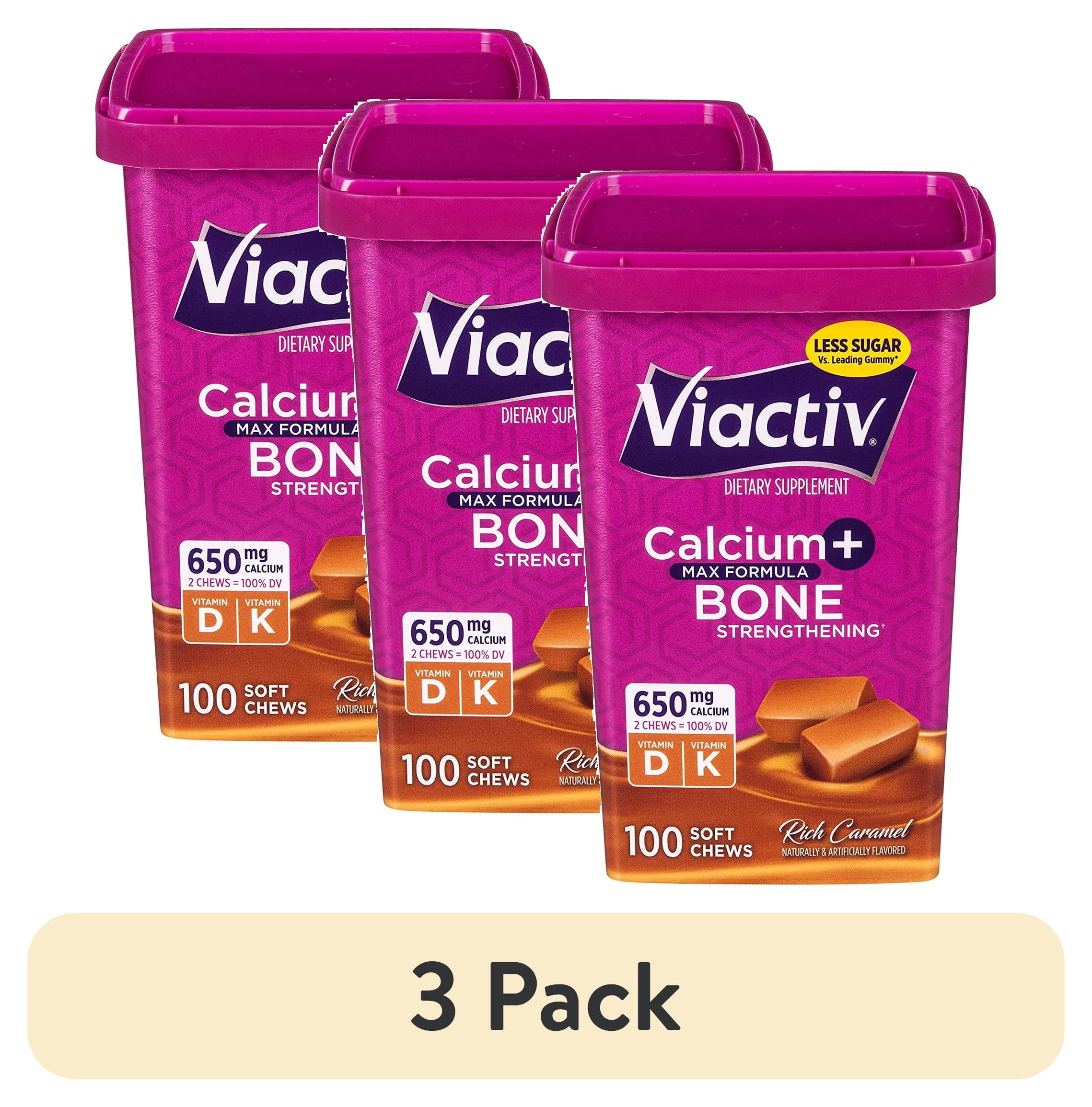 (3 pack) Viactiv Calcium Supplement Soft Chews, Caramel (100CT) Vitamin ...
