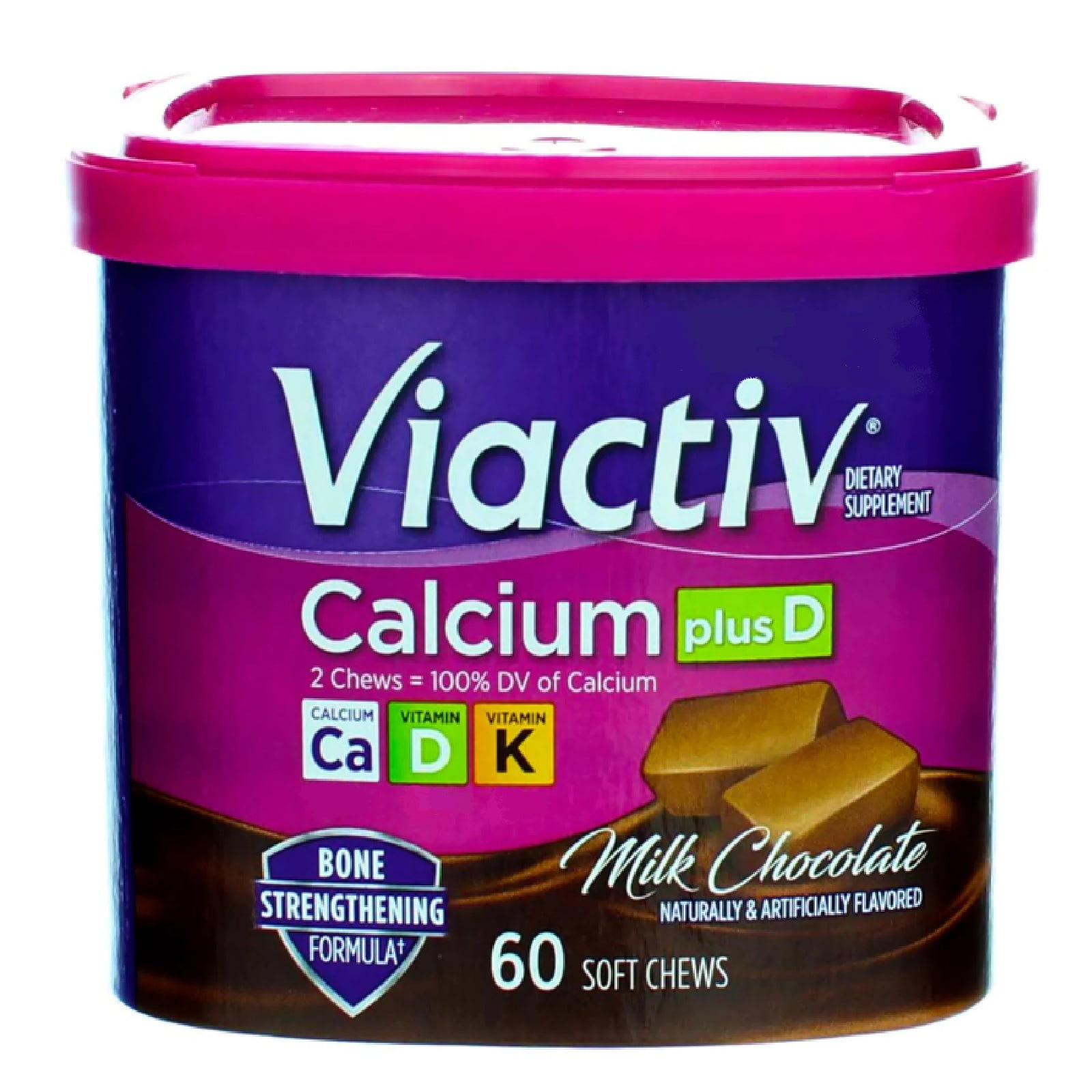 Viactiv Soft Chews Calcium Plus Vitamin D Milk Chocolate Flavor, 60 ct ...