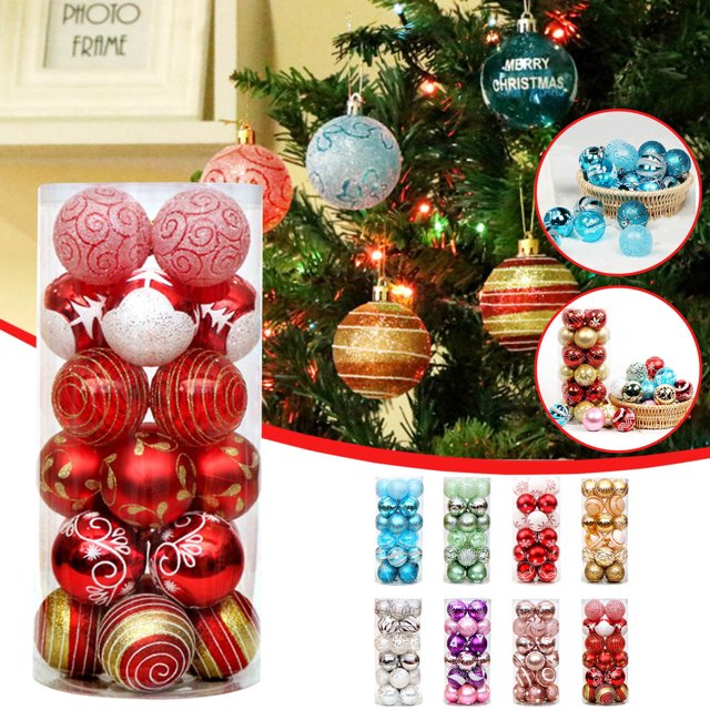 Viadha 24 Pcs Christmas Balls Ornaments Set, Shatterproof Glitter Christmas Tree Balls ...