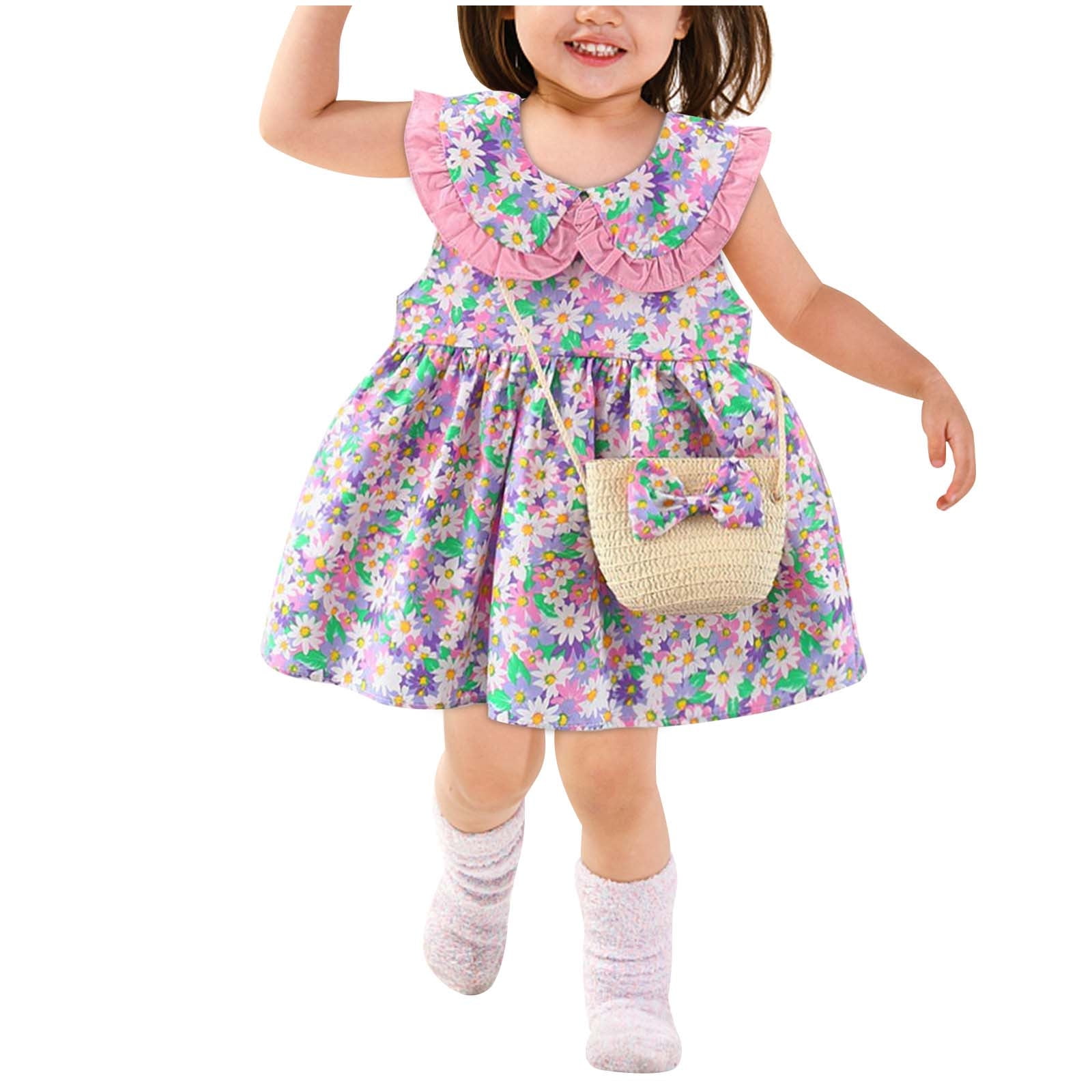 Viadha Sundresses for Girls Toddler Kids Baby Girls Summer Floral Print ...