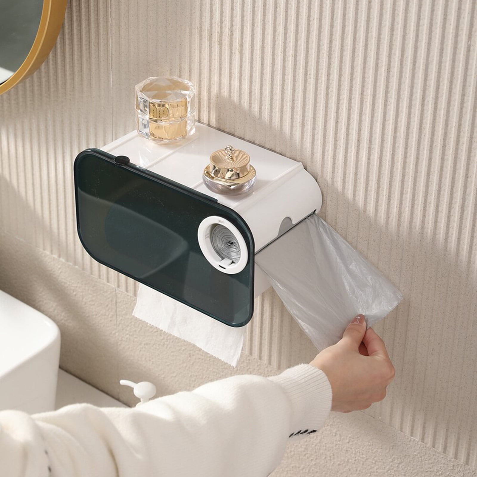 Viadha Tissue Box Wall-Mounted Tissue Box Garbage Bag Dispenser Storage ...