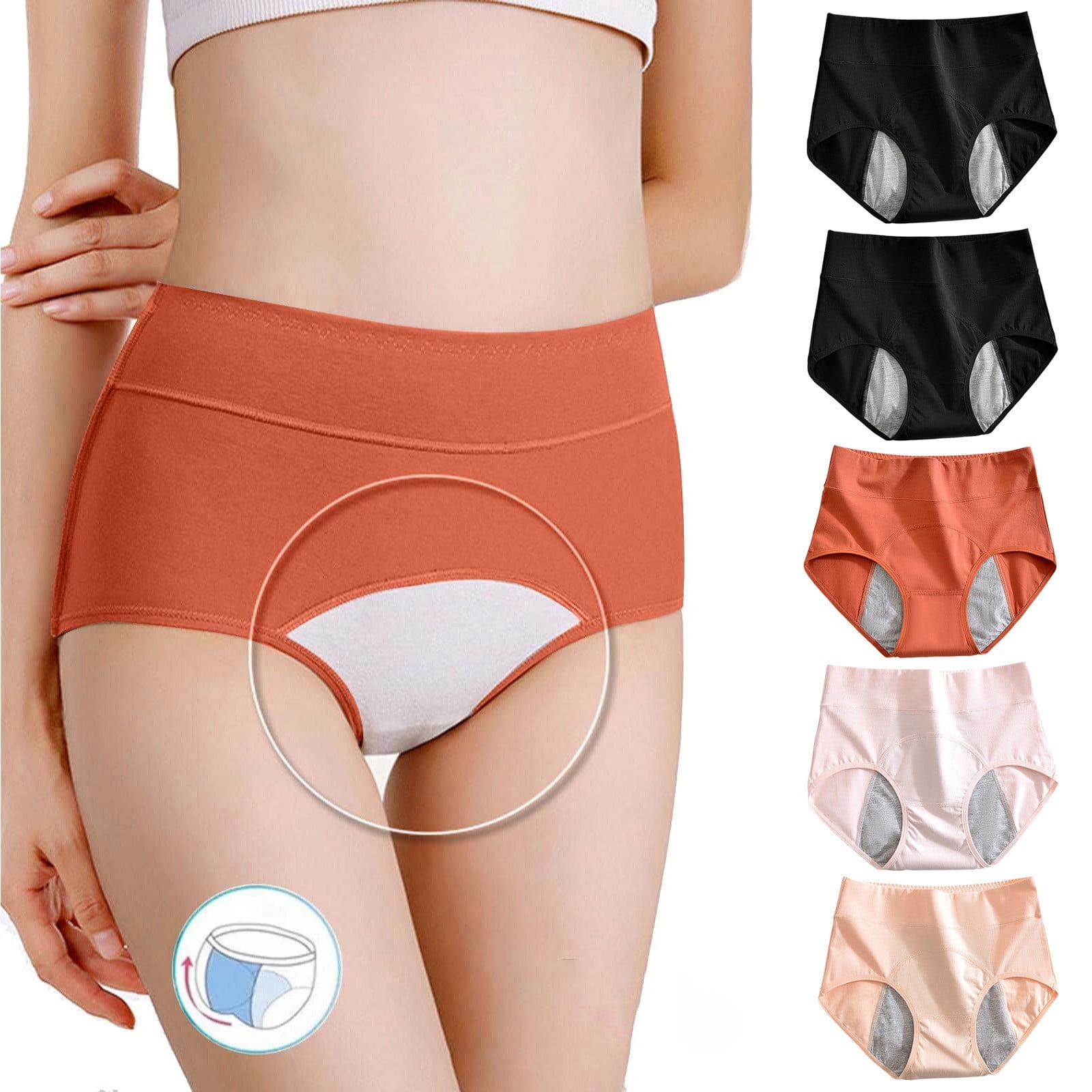 Viadha Womens Cotton Underwear 5pc Menstrual Anti Leakage Menstrual