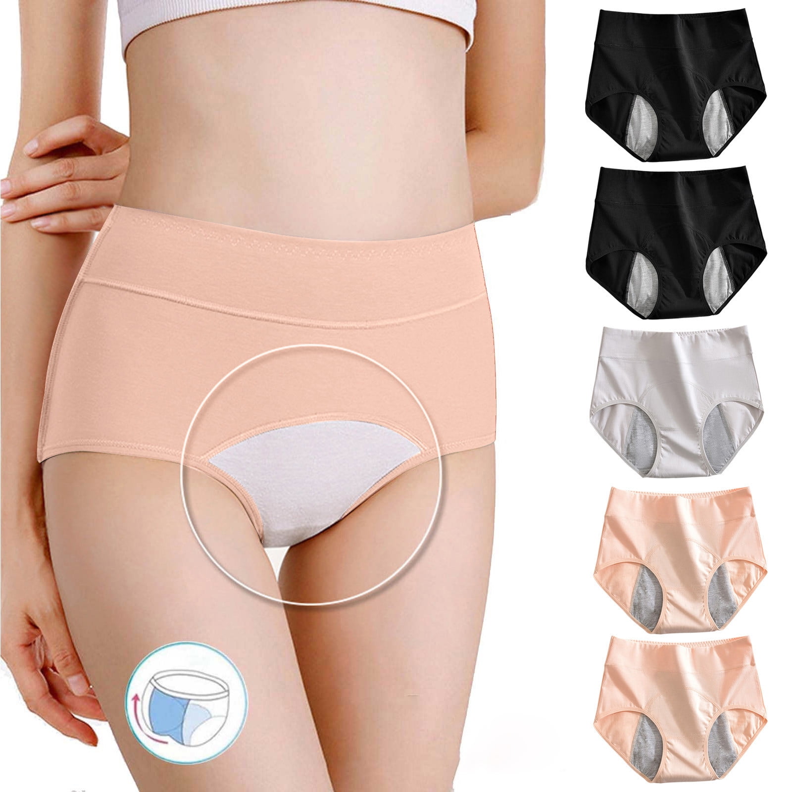 Viadha Womens Cotton Underwear 5pc Menstrual Anti Leakage Menstrual