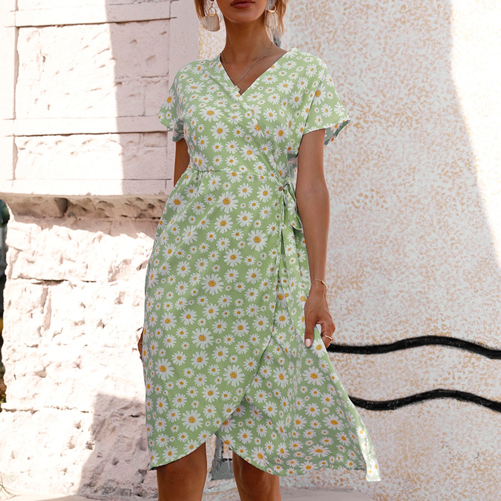 Viadha Women's Spring Dress for Women Summer Boho Print Dress ...