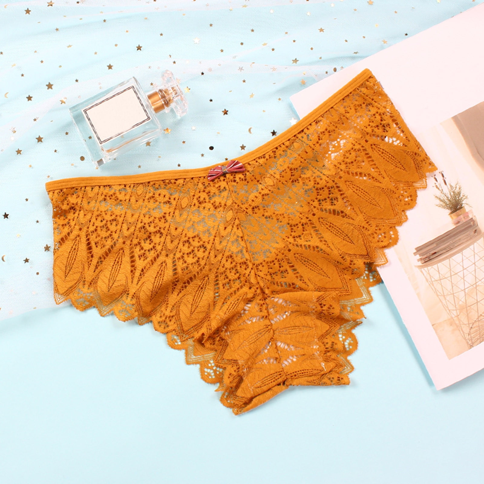 Viadha Women's Underwear Sexy Medium Waist Women's Underwear Lace Bow ...