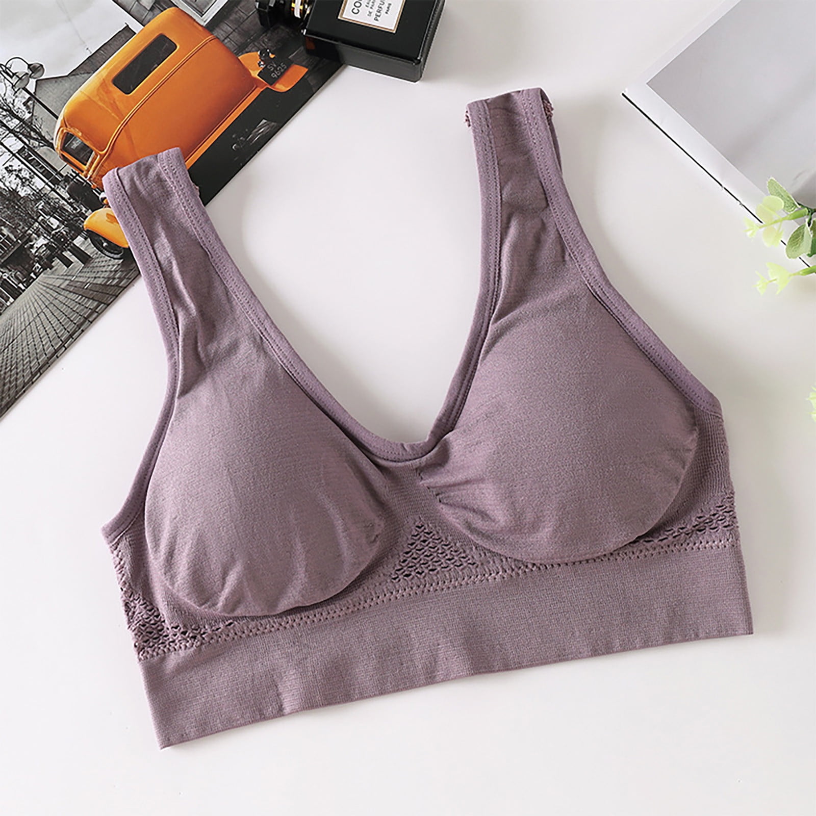 Viadha Womens' Sports Bra Bra Wire Free Underwear OnePiece Bra Everyday ...