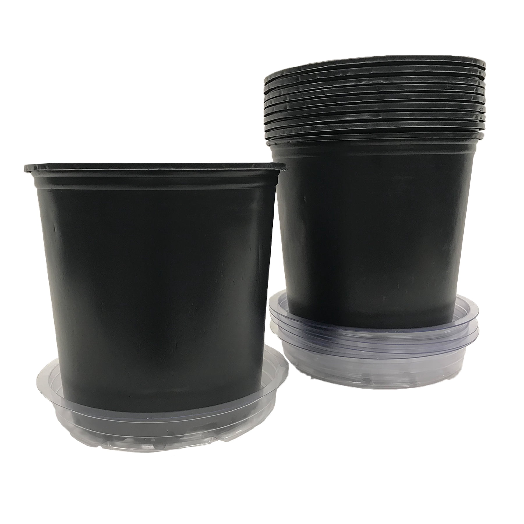 Viagrow 2 Gallon Plastic Nursery Pots with Saucers, 10-Pack, Durable ...