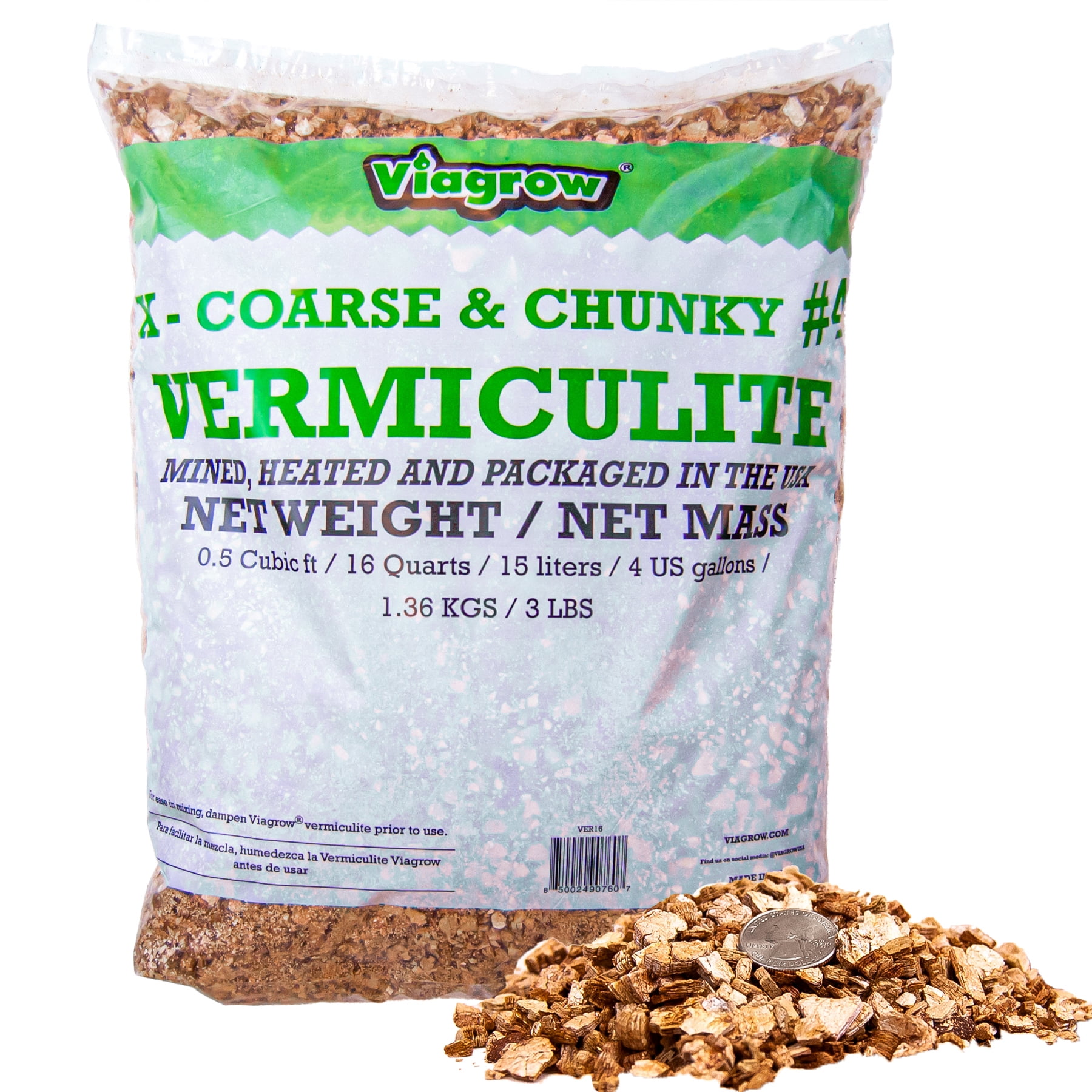 Viagrow Vermiculite Soil Amendment, Perlite & Coco Mix, Made in USA (16 ...