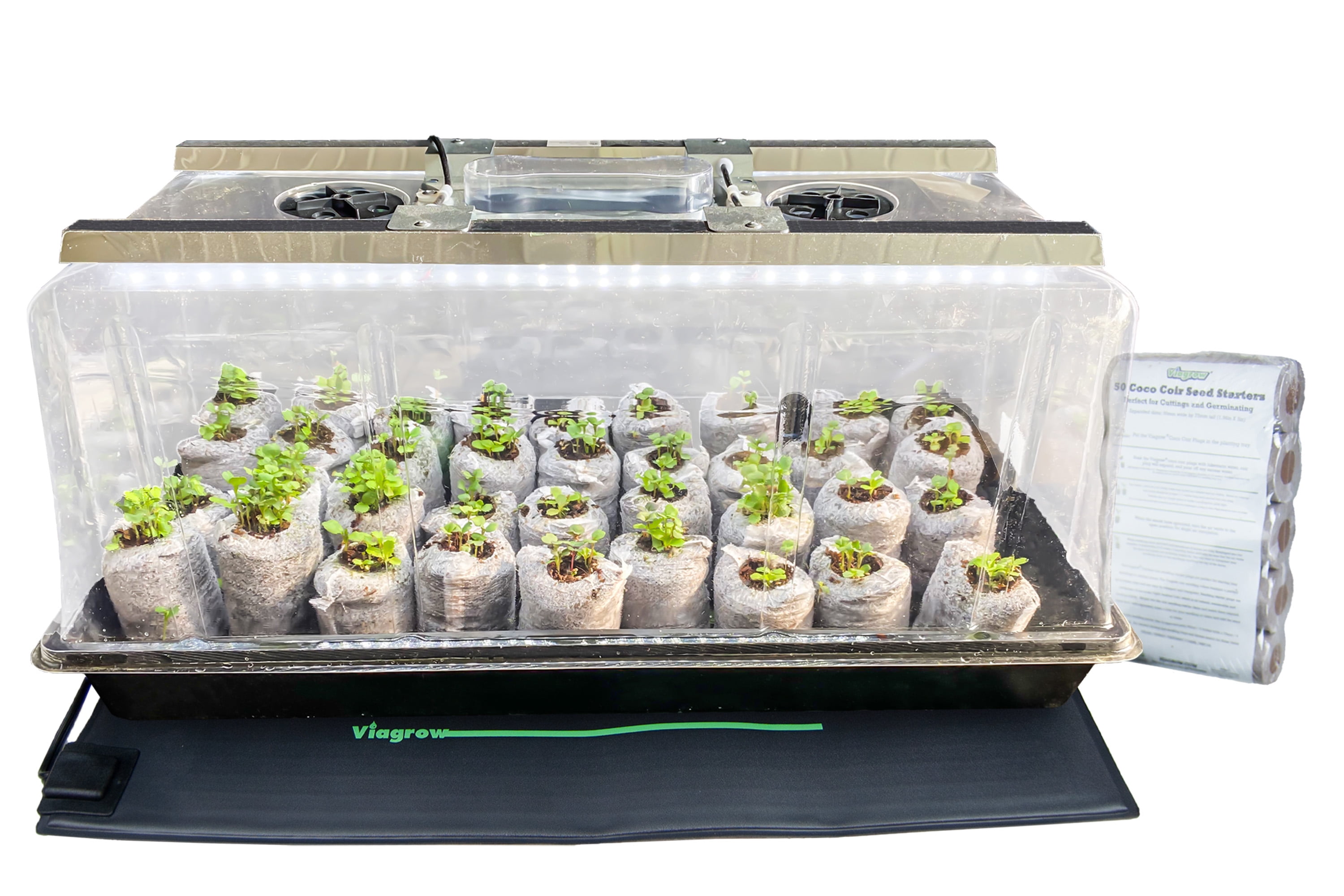 Viagrow Seedling Station Deluxe Kit, LED Grow Light, Dome, Tray, Coir ...