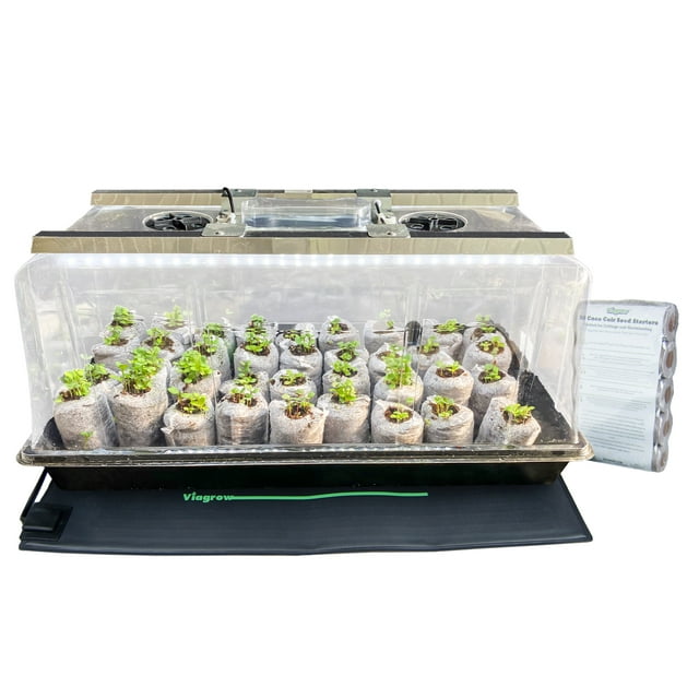 Viagrow Seedling Station Deluxe Kit, LED Grow Light, Dome, Tray, Coir ...