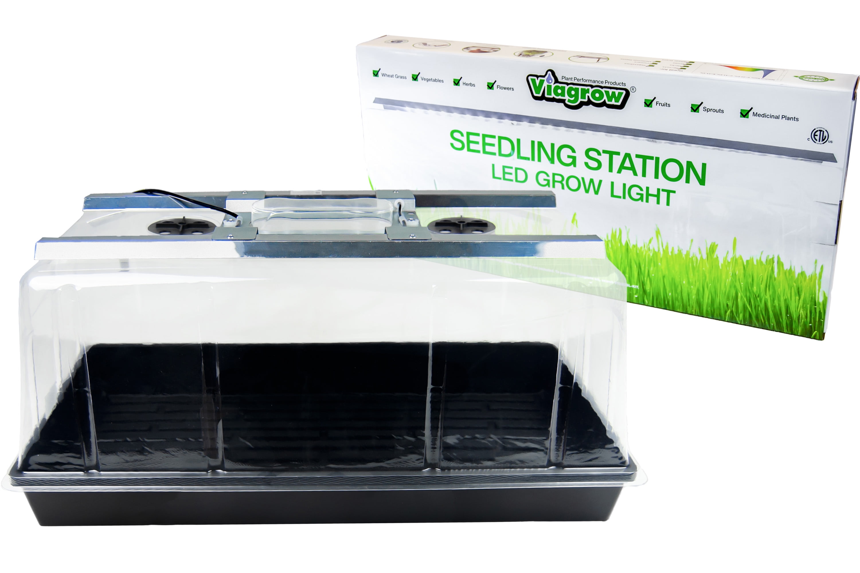 Viagrow Seedling Station Kit with LED Grow Light, Propagation Dome 4X ...