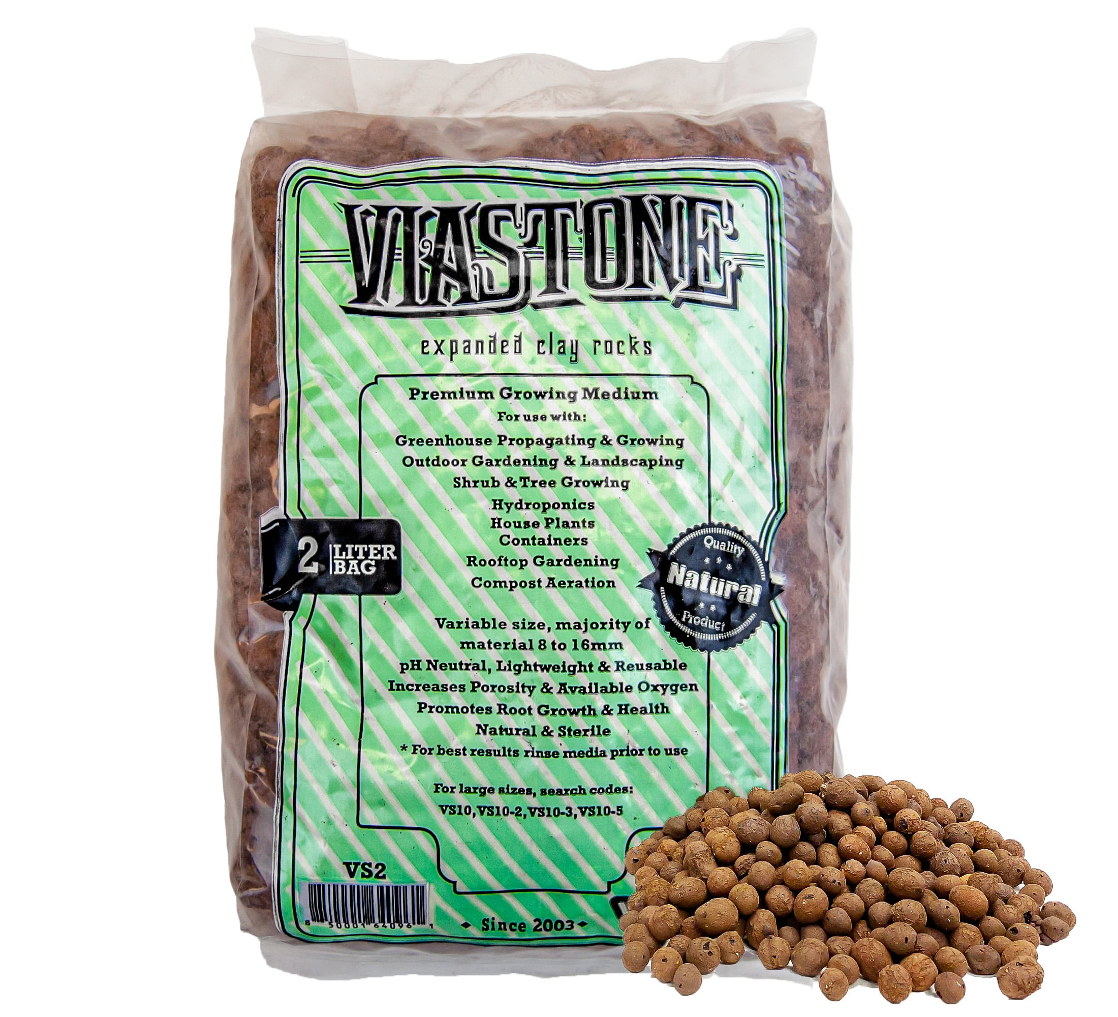 Viagrow Viastone Hydroponic Stone Expanded Clay Pellets (2 Liter, 1 Pack) - Walmart.com