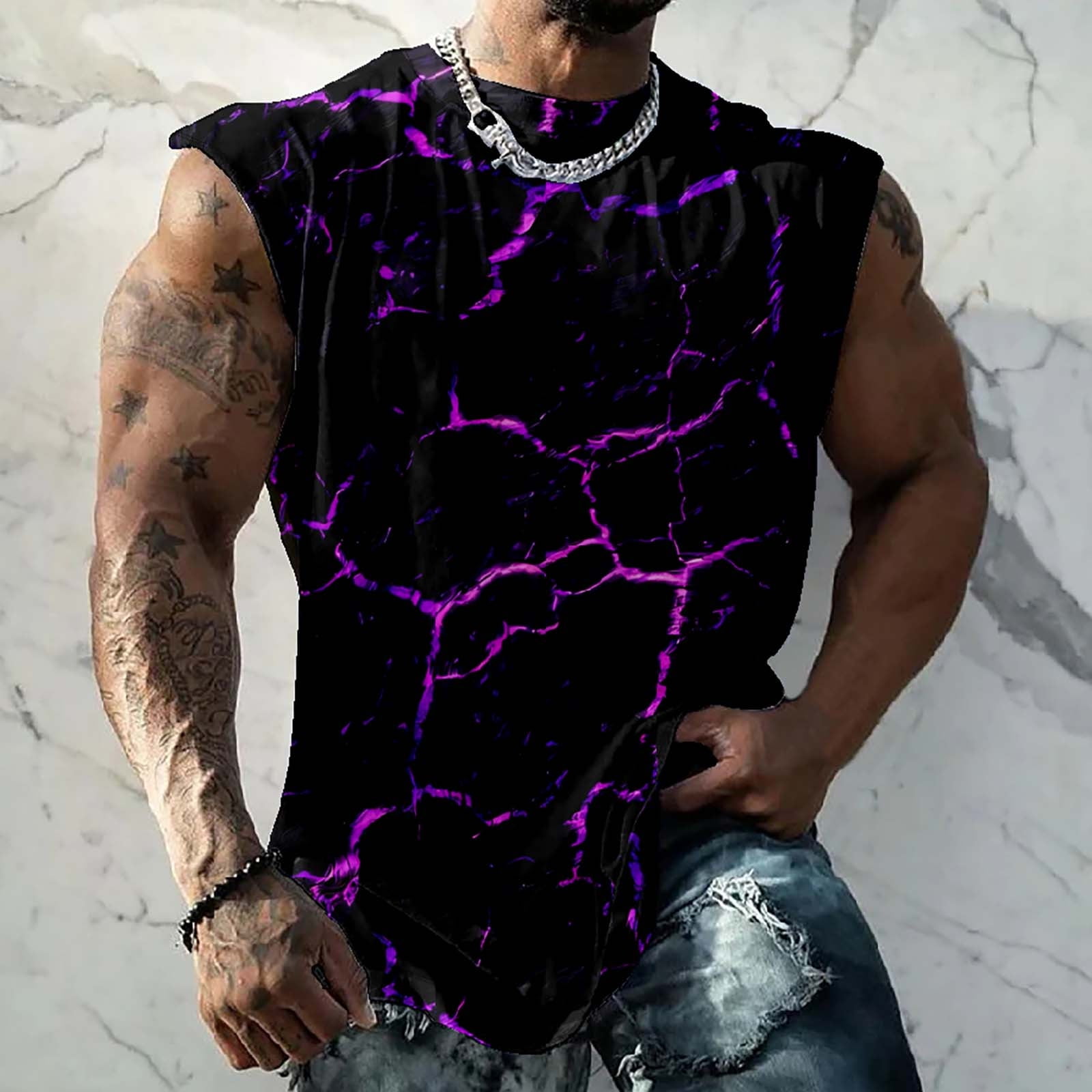 Viahda Mens Extended Scoop Workout Stringer Tank Tops Gym Shirts for ...