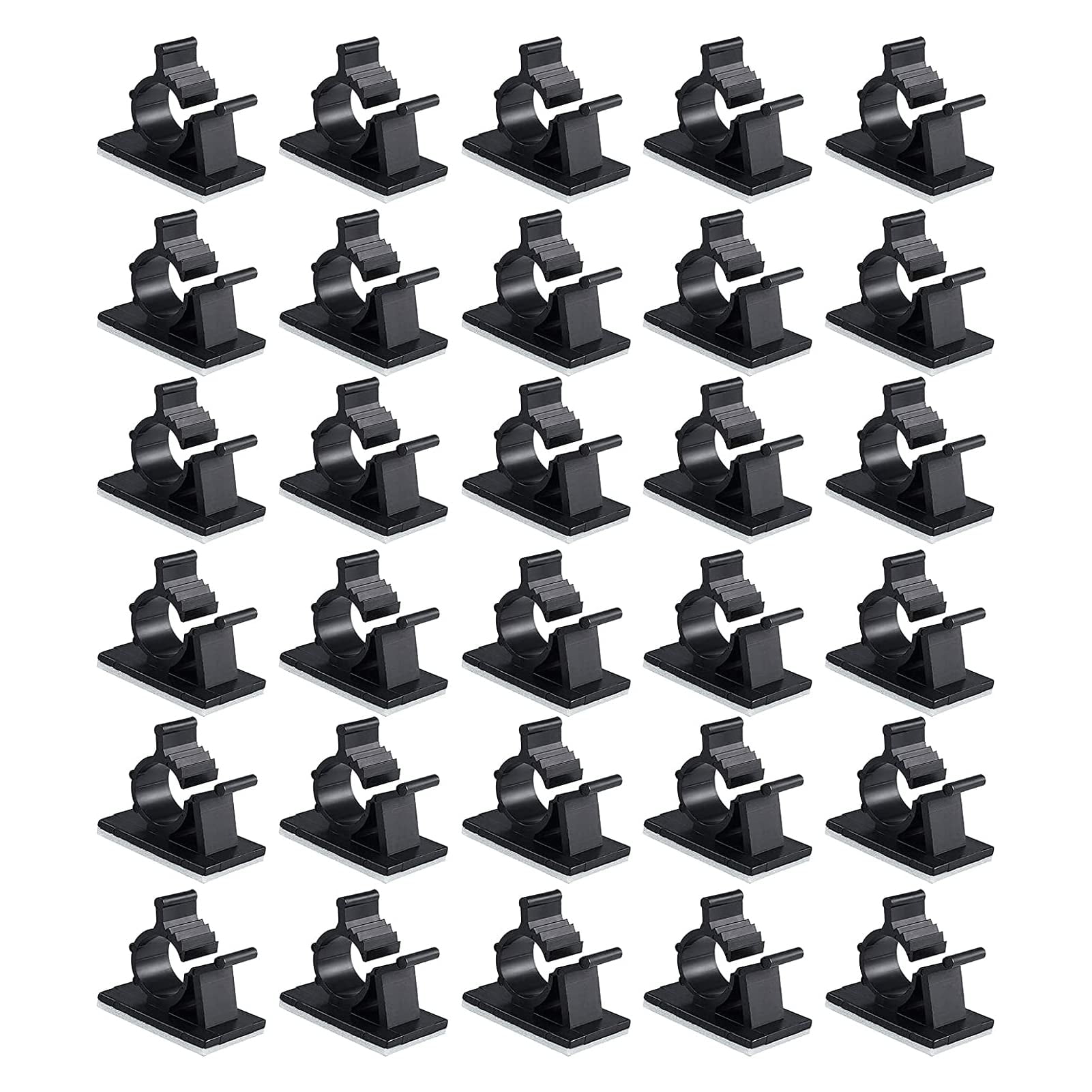 Viaky 30 Pcs Black Cable Clips Self Adhesive Back Nylon Wire Adjustable ...