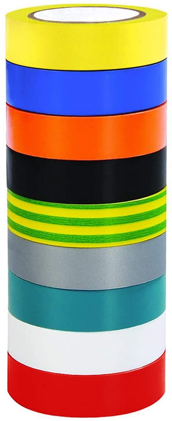 Viaky 9 Pack Electrical Tape 65.6 ft x 0.7" Industrial Duct Tape Rolls ...
