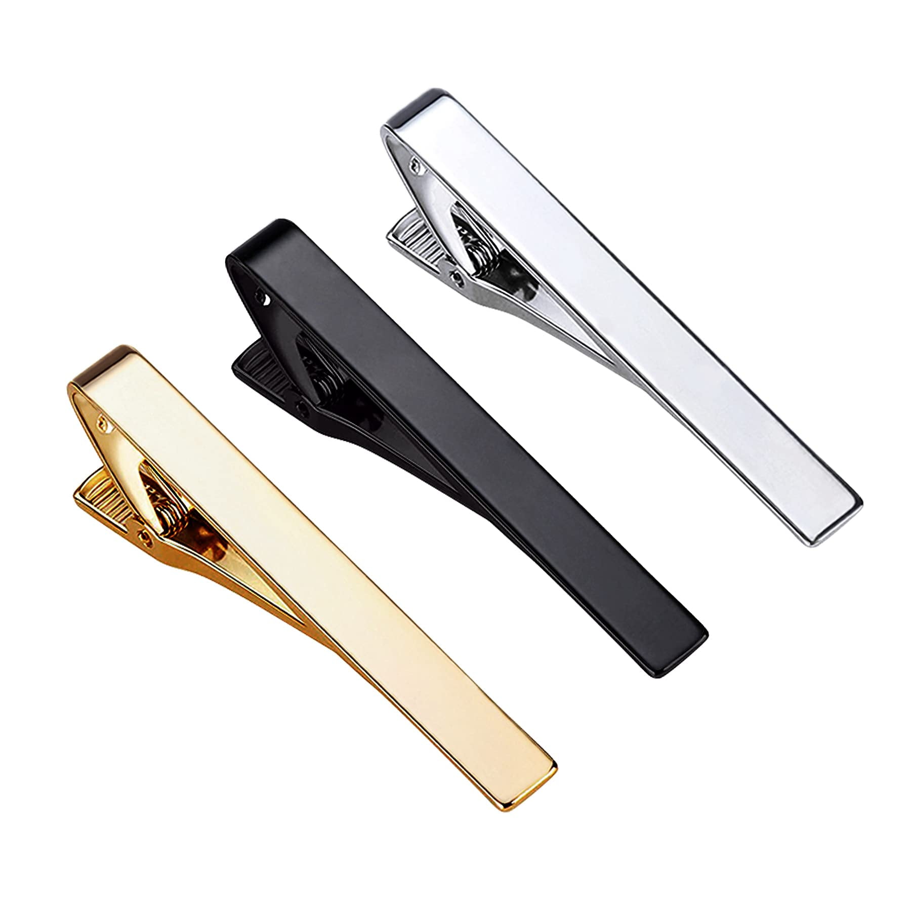 Viaky Tie Clips For Men 3 Pack Classic Tie Clip Silver Gold Black