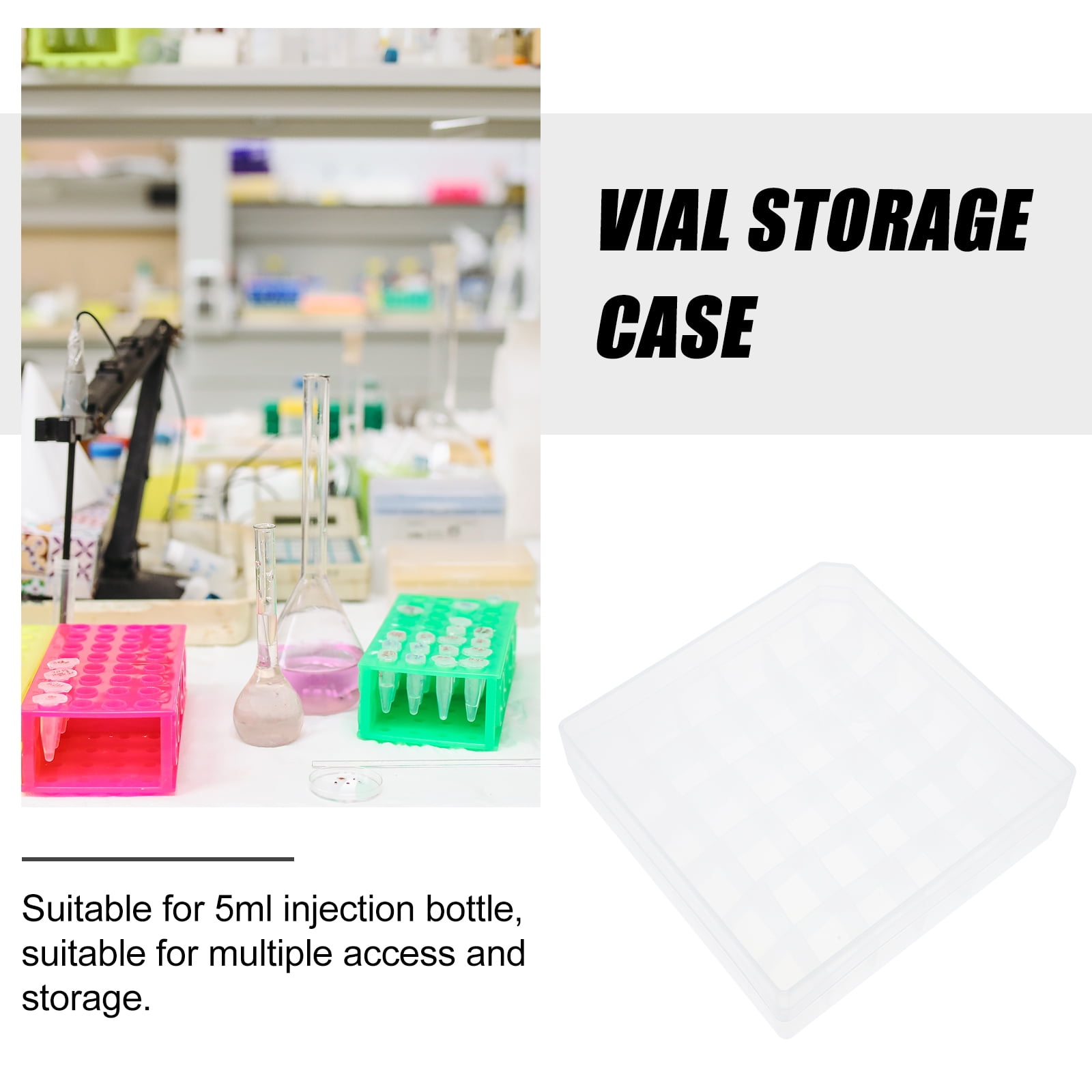 KAKOWELY Vial Storage Box for Medical Injection Vial 1Pcs 5.5x5.5x2In ...