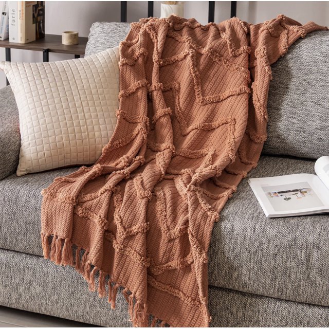 Vianney Siena Brick Embroidered Throw Blanket Elegant Soft And Warm ...
