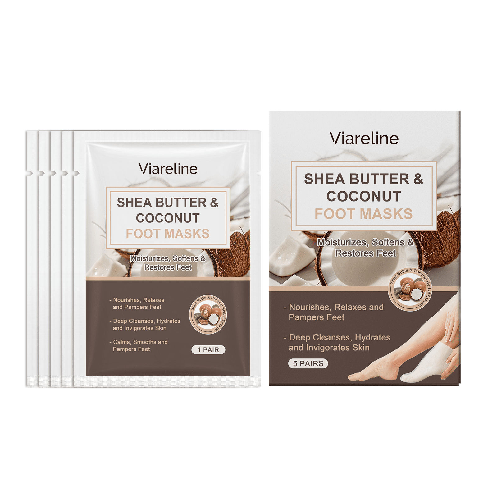Viareline Coconut Moisturizing Foot Mask Moisturizing Nourishing Foot ...