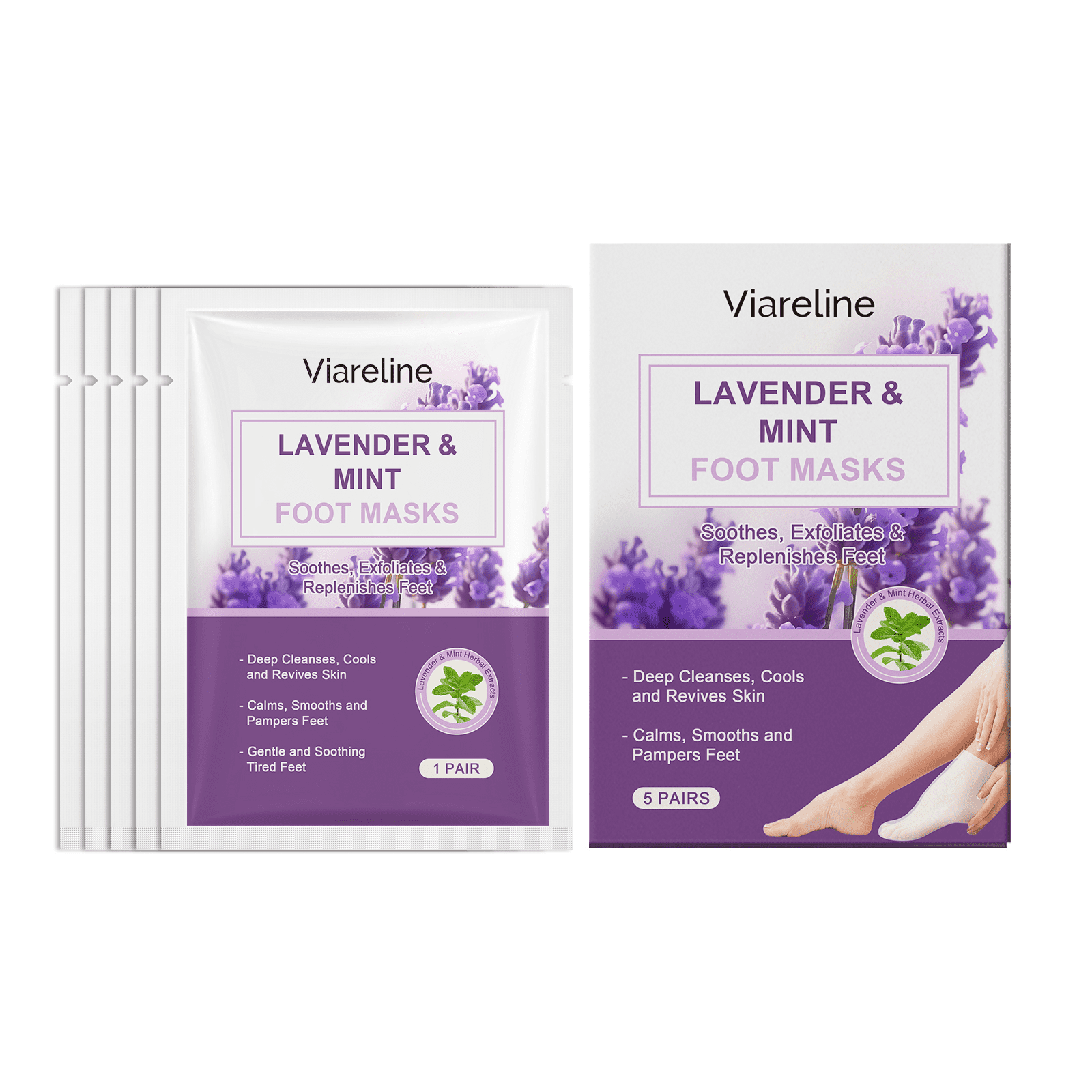 Viareline Lavender Moisturizing Foot Mask Daily moisturizes, soothes ...