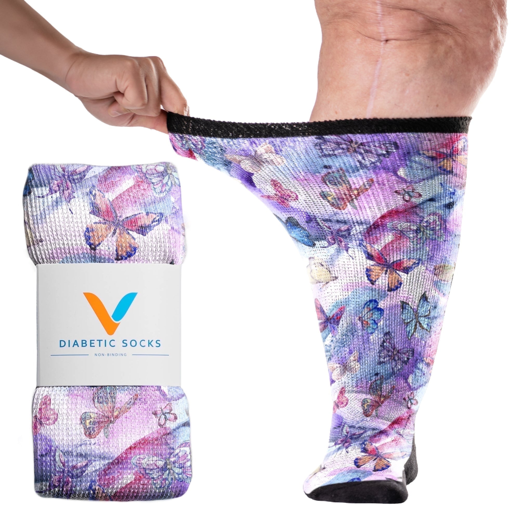 Viasox Butterfly EasyStretch Diabetic Socks for Men & Women, Non ...