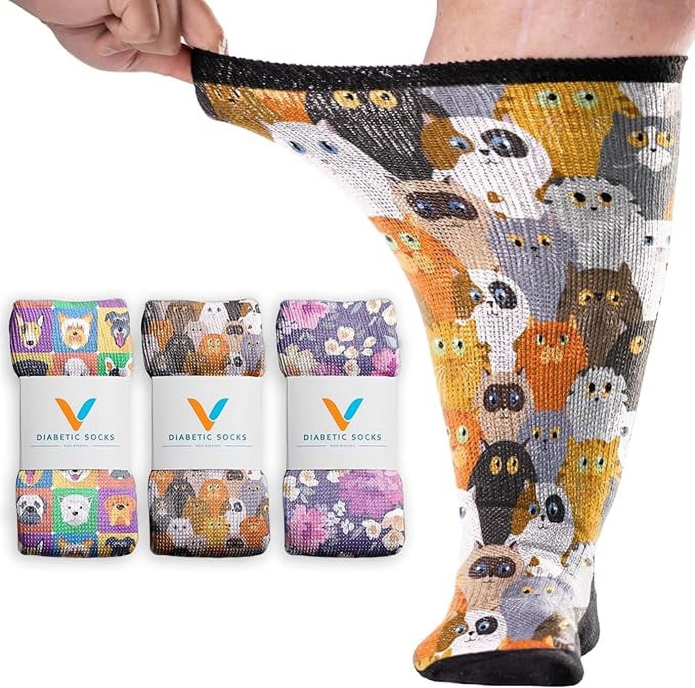 Viasox Paws and Petals EasyStretch Diabetic Socks for Men & Women, Non ...