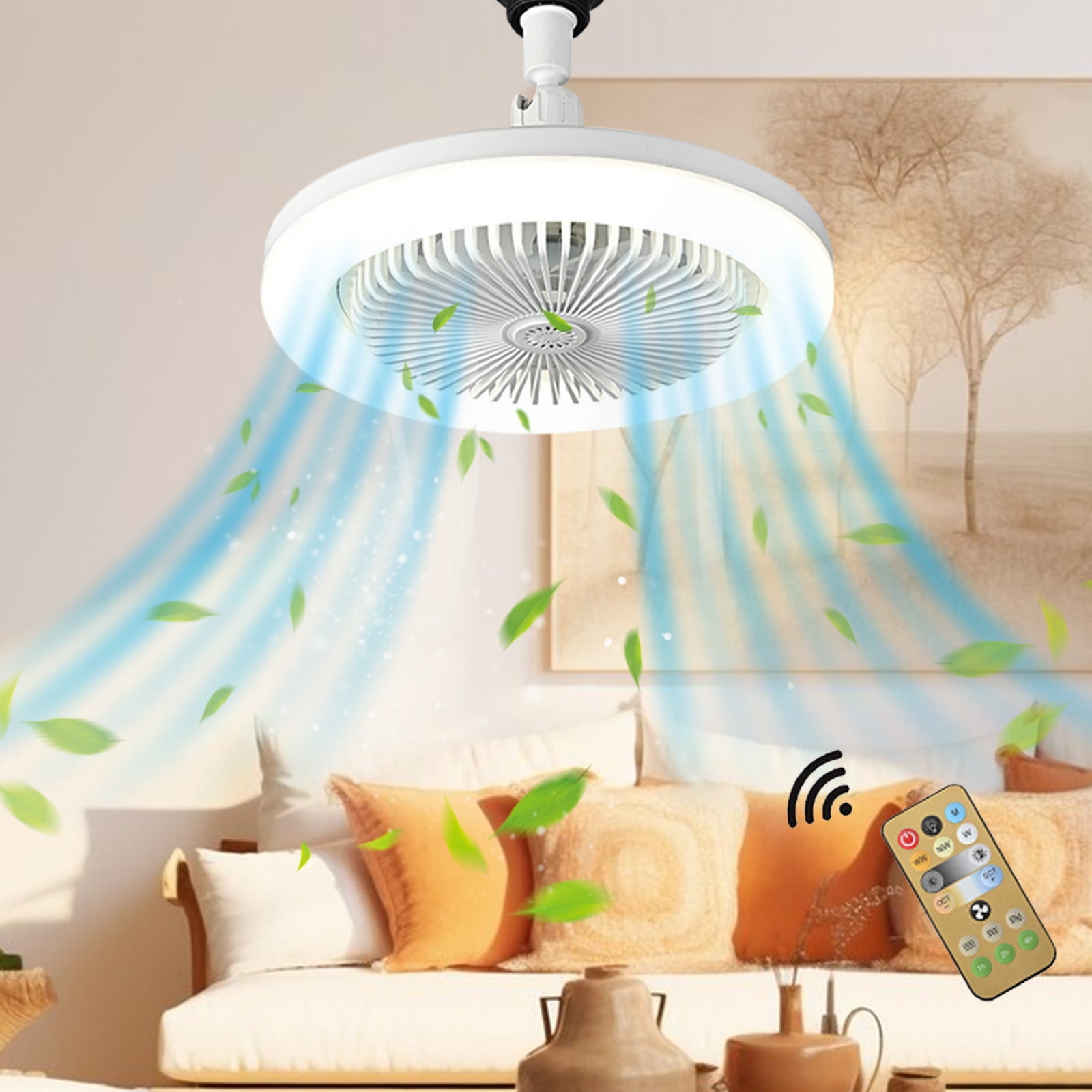 VibHome E27 Ceiling Fan With Lights Enclosed Low Fan Light Ceiling ...