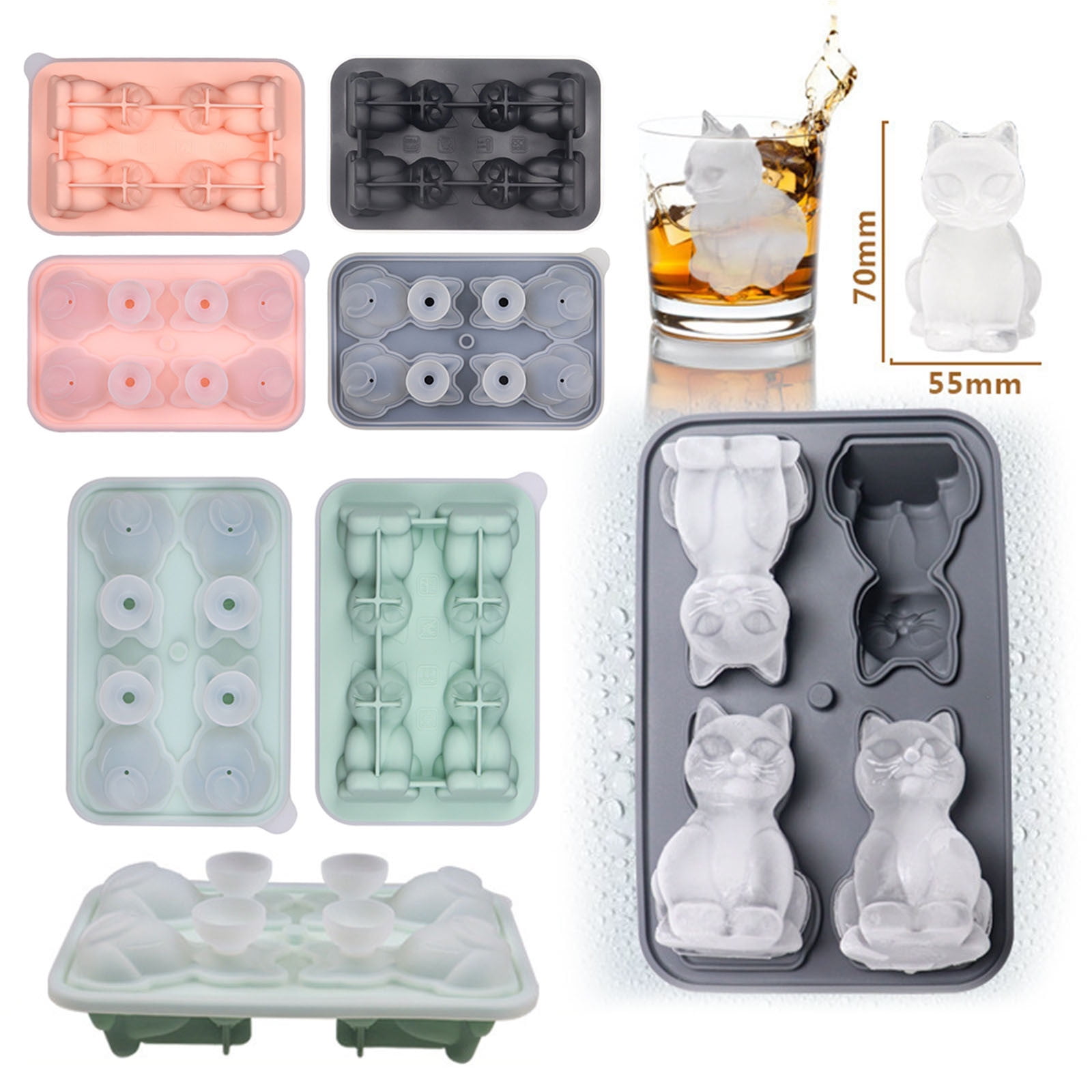 VibHome Ice Cube Tray with lid,Large Soft Bottom Ice Sharpener Kitchen ...