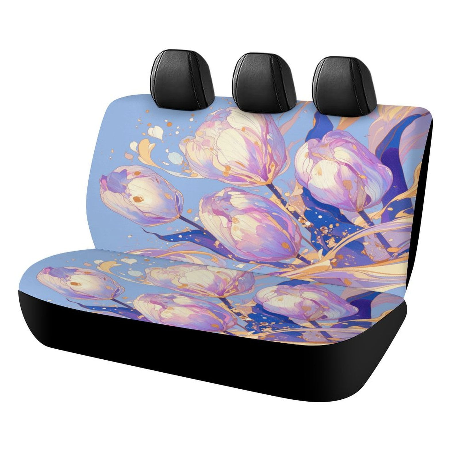 Vibe Blooming Tulips Rear Seat Covers, Car Backseat Protector, Universal Back Seat Vehicle ...