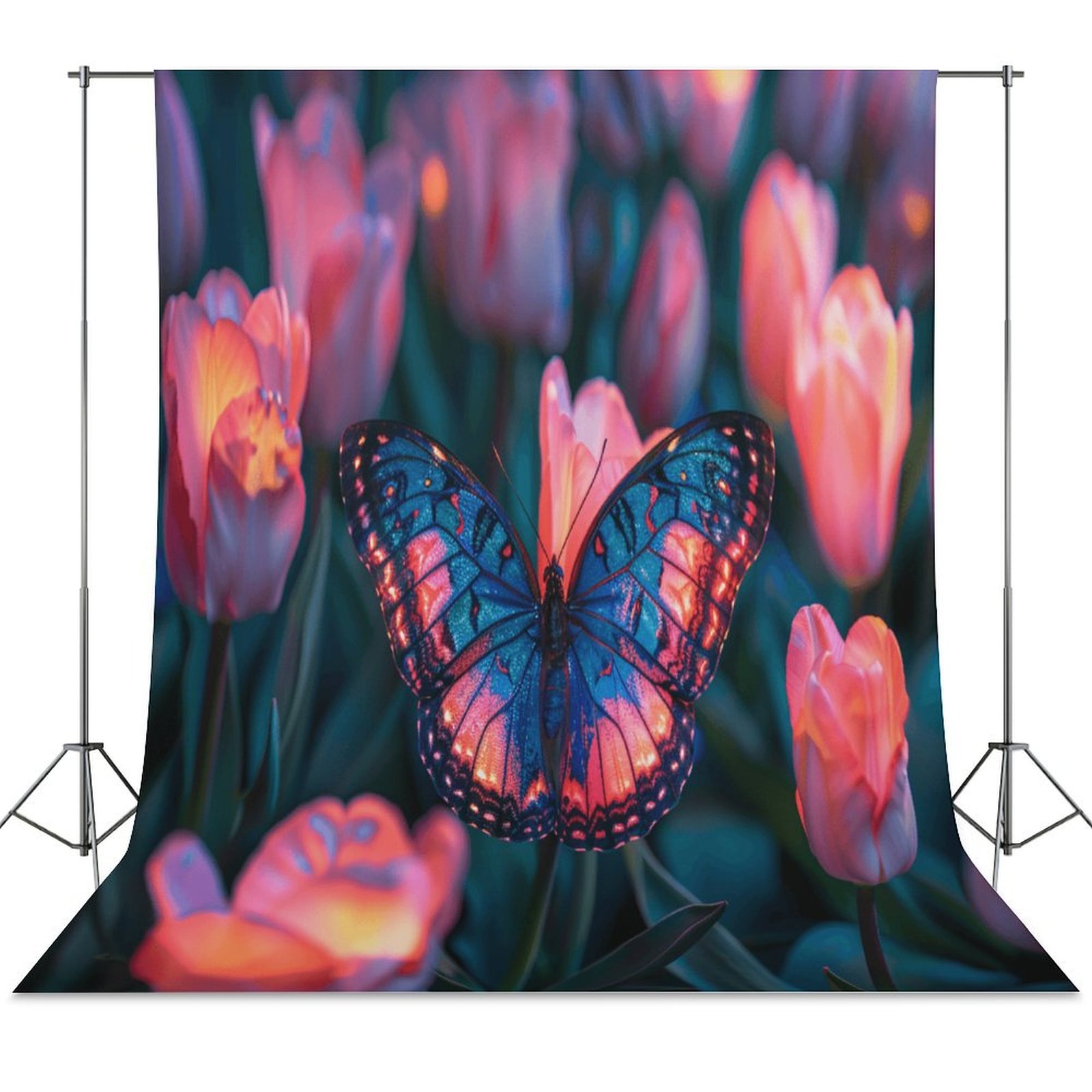 Vibe Blooming Tulips Spring Wall Backdrop Background Floral Backdrops ...