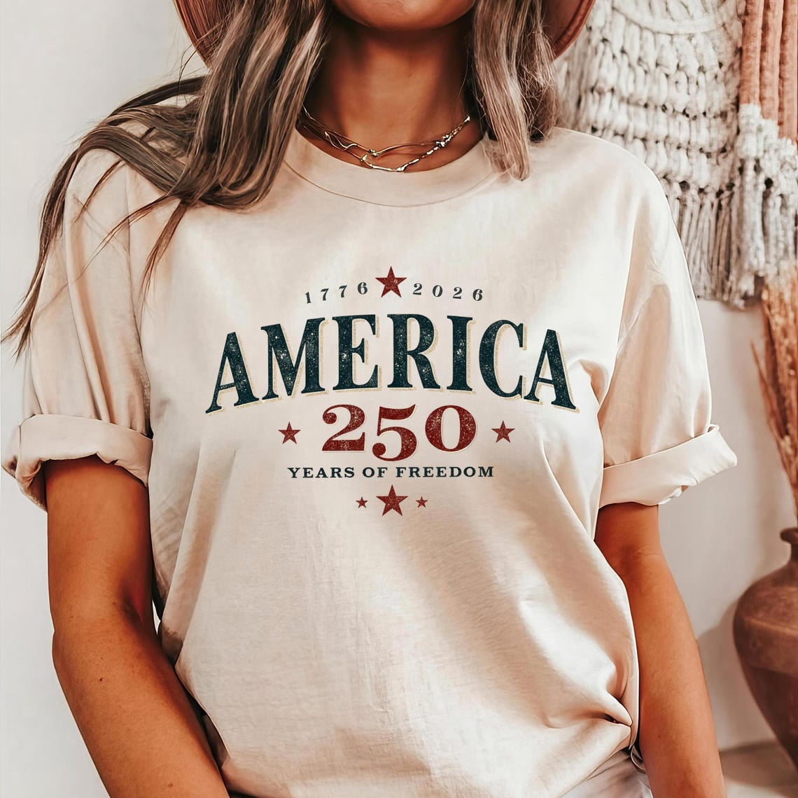 VibeNest Studio Unisex 250 Years of Freedom 1776-2026 Vintage Patriotic ...