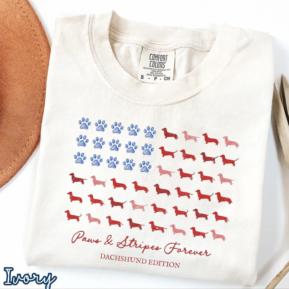 VibeNest Studio Unisex Paws and Stripes Forever Dachshund American Flag ...