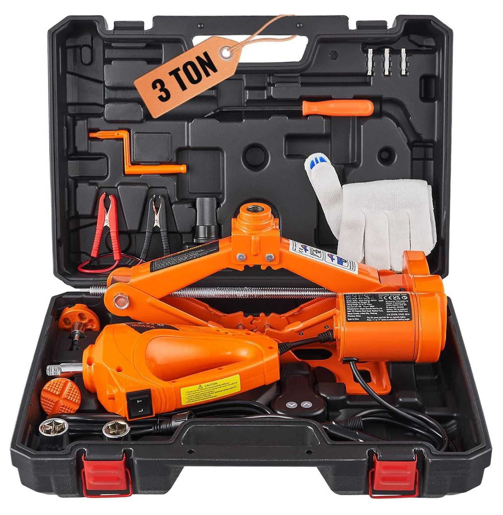 VibeVerse 3 Ton Electric Car Scissor Jack, 6600 lbs, Impact Wrench, 12 V, Remote - Walmart.com