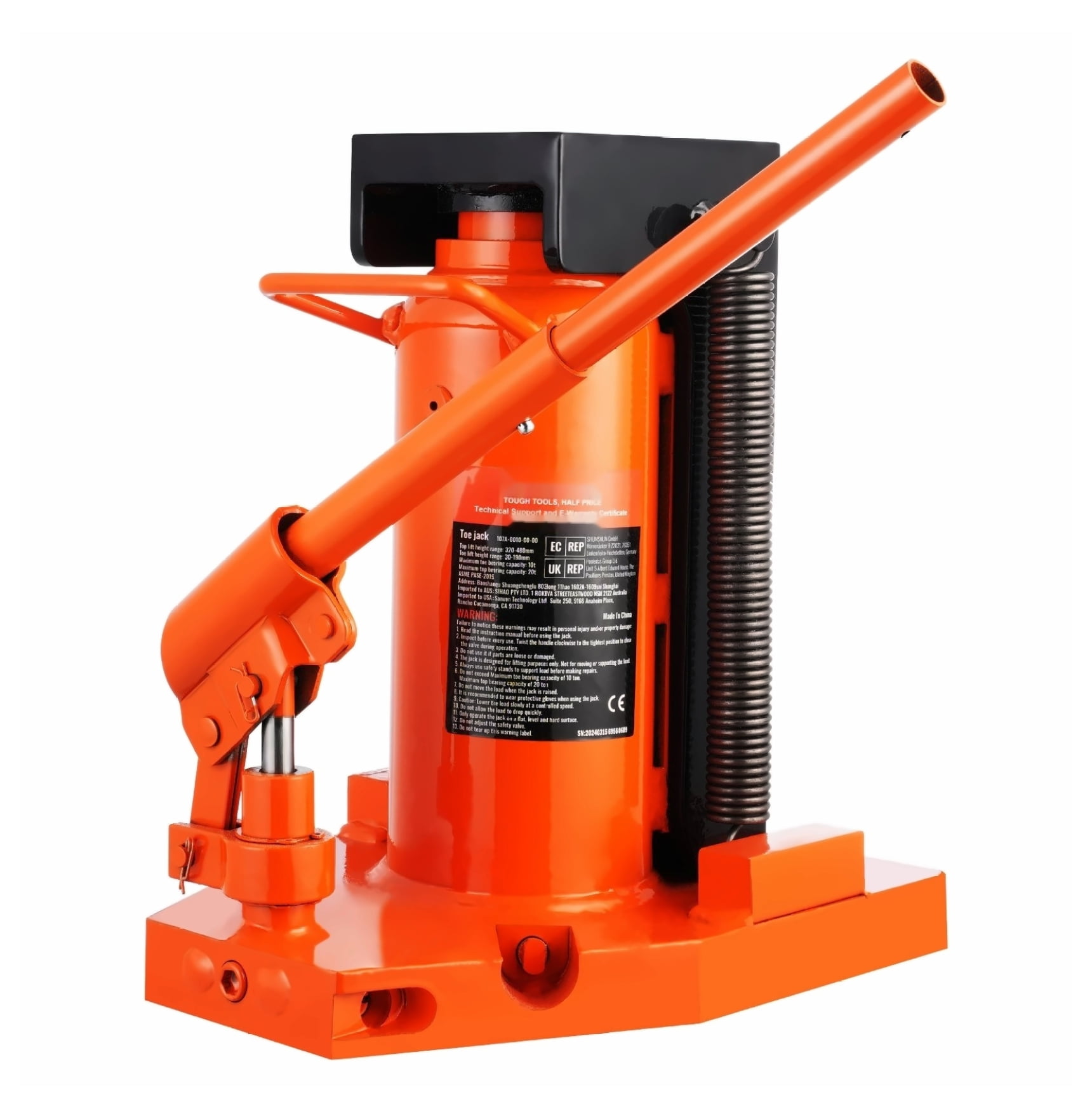 VibeVerse Hydraulic Toe Jack, 5 Ton On Toe Toe Jack Lift, 10 Ton On Top ...