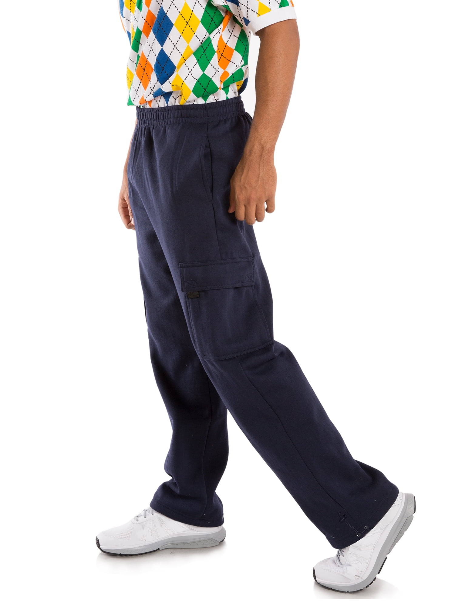 Vibes Men's Adjustable Bungee Cord Open Bottom Fleece Cargo Sweatpants ...