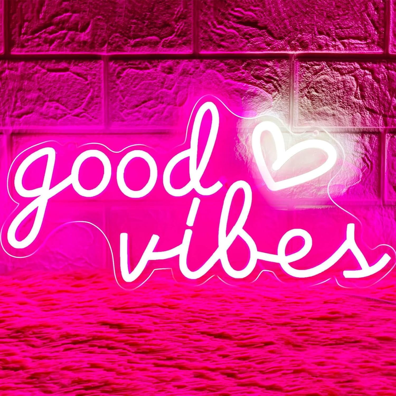 Vibes Neon Sign for Wall Decor Neon Lights Sign, 16"x8" Heart and Vibes ...