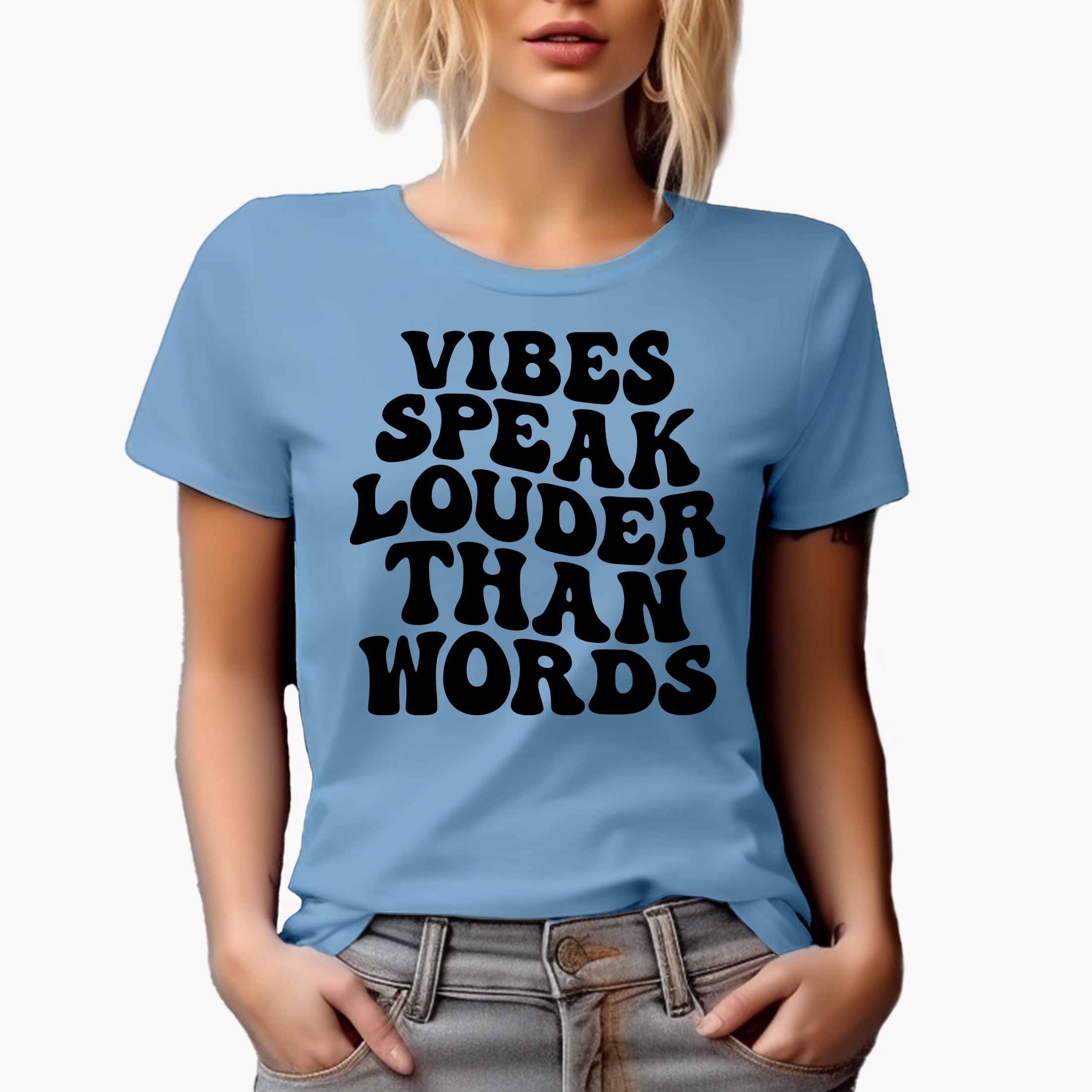 Vibes Speak Louder Than Words Quote, Groovy Retro Wavy Text Merch Gift ...