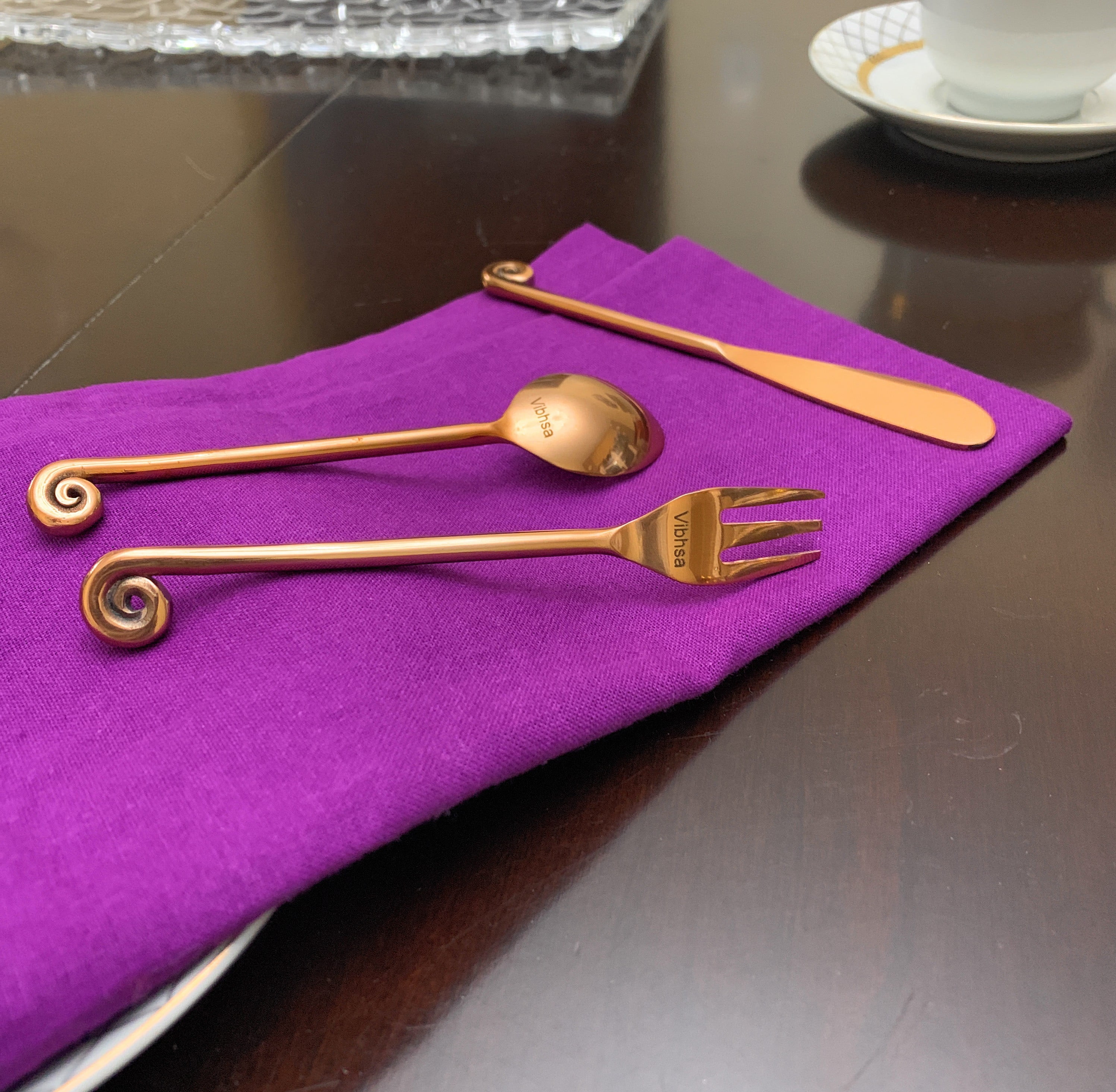 Vibhsa Silverware 6 Piece Stainless Steel Copper Breakfast Flatware Set ...