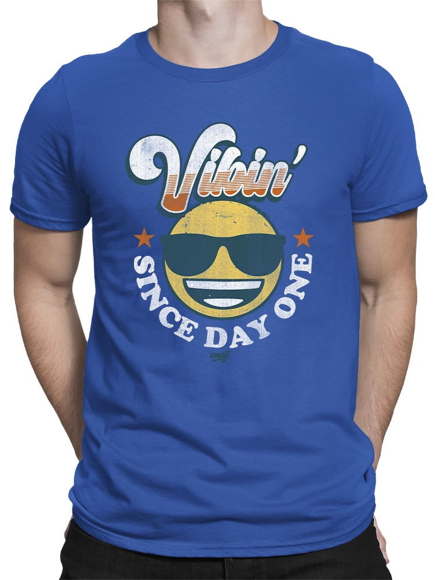 Vibin’ Since Day One - Cool Retro Emoji Smiley Graphic Men's T-shirt ...