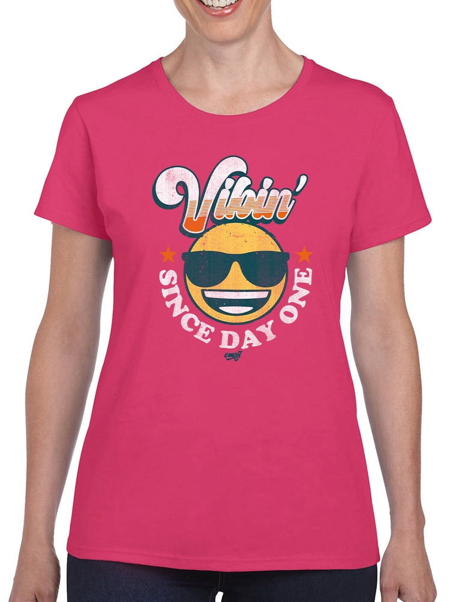 Vibin’ Since Day One - Cool Retro Emoji Smiley Graphic Women's T-shirt ...