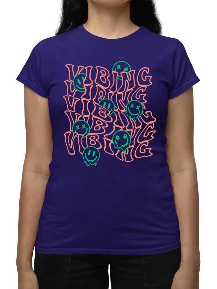 Vibing Smiley Face Graphic Tee T-shirt Color Women's - Walmart.com