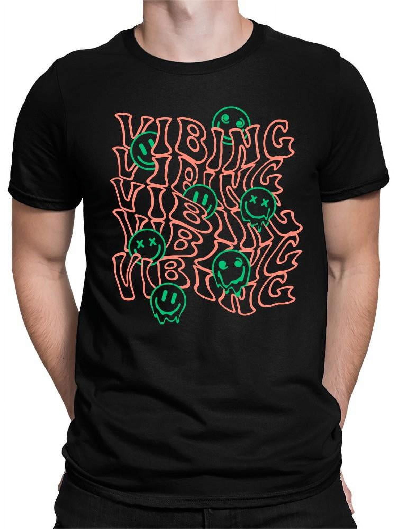 Vibing Smiley Face Graphic Tee T-shirt Men's - Walmart.com