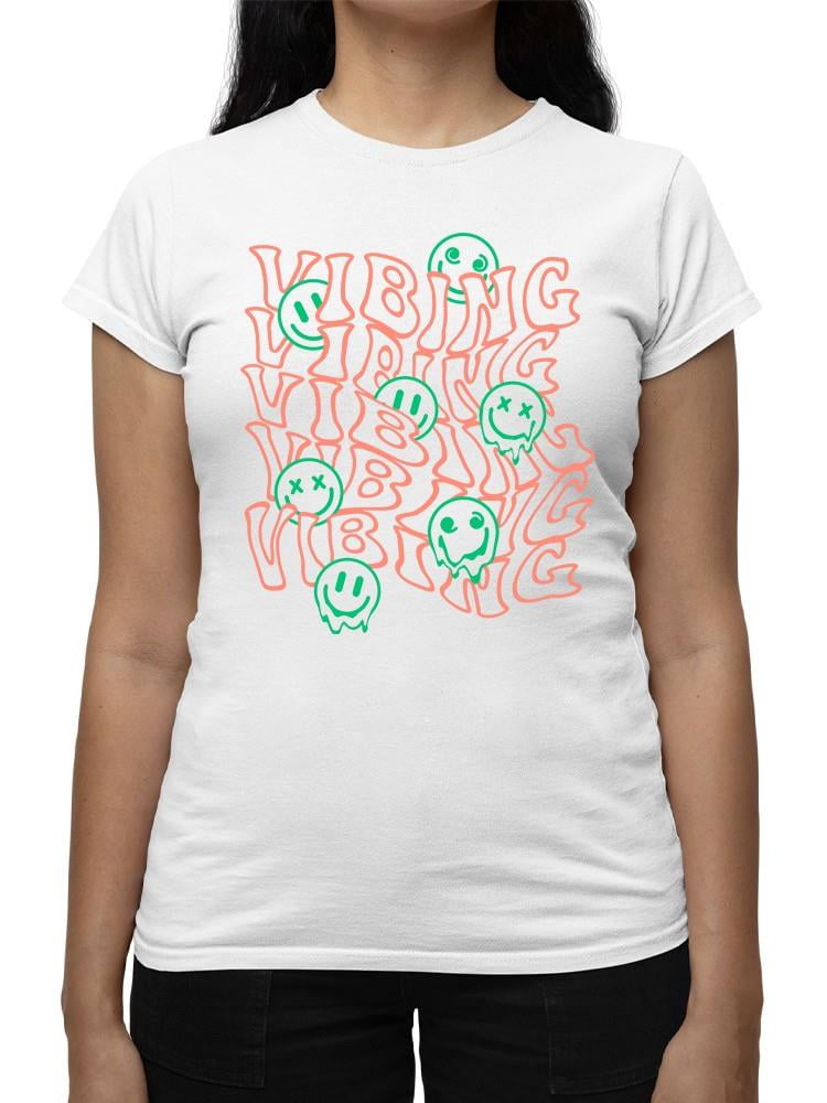 Vibing Smiley Face Graphic Tee T-shirt Women's - Walmart.com