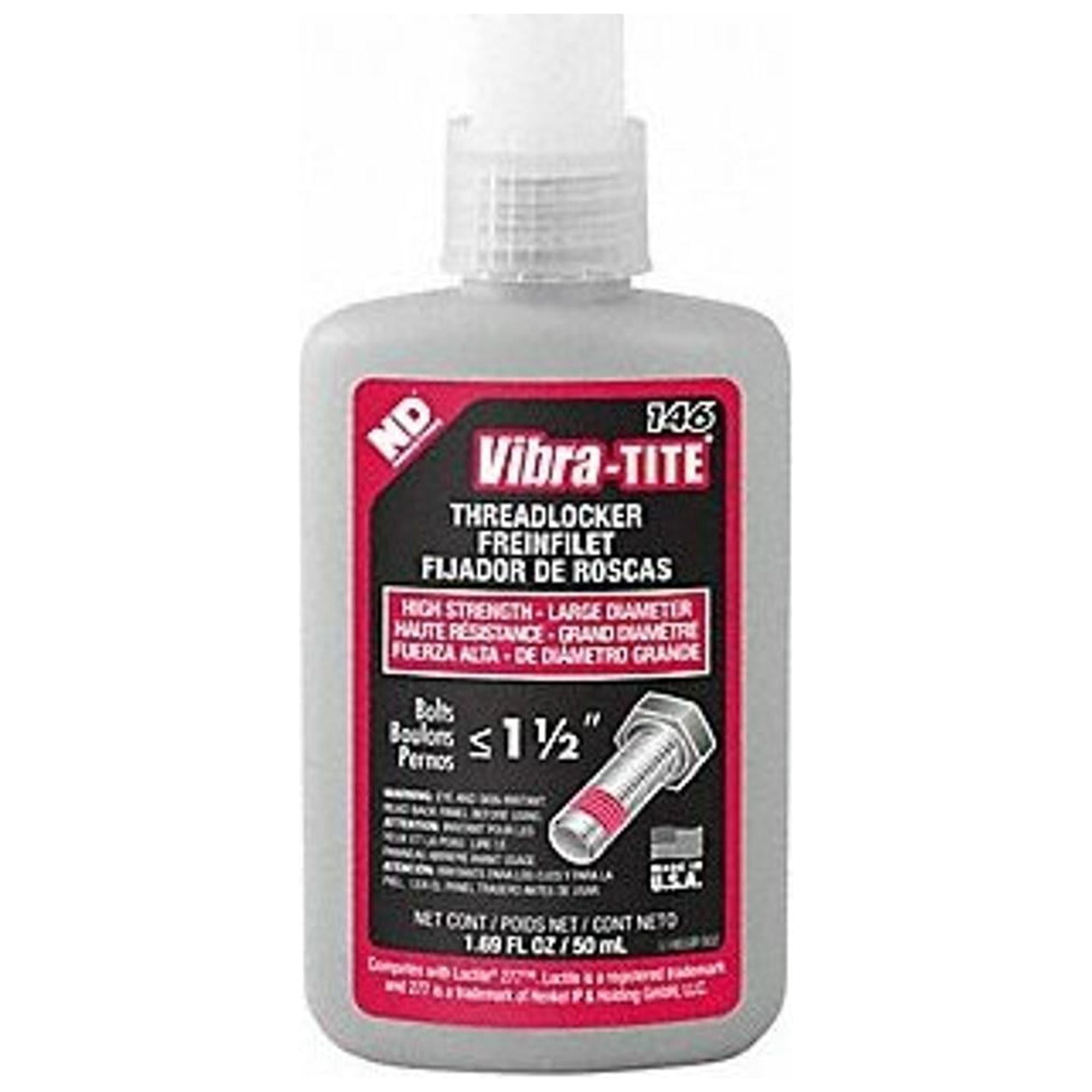 Threadlocker, VIBRA-TITE 146, Red, High Strength, Liquid, 50 mL Bottle ...